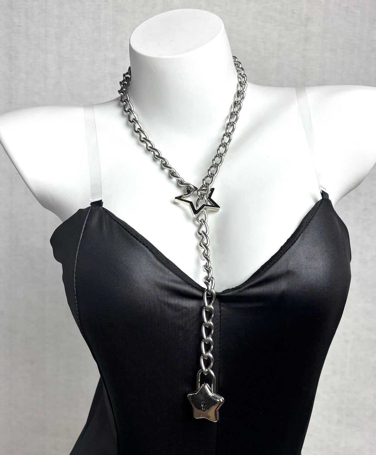 Star Moon O-Ring Slip Chain Necklace For Women, Handmade Punk Rock ...