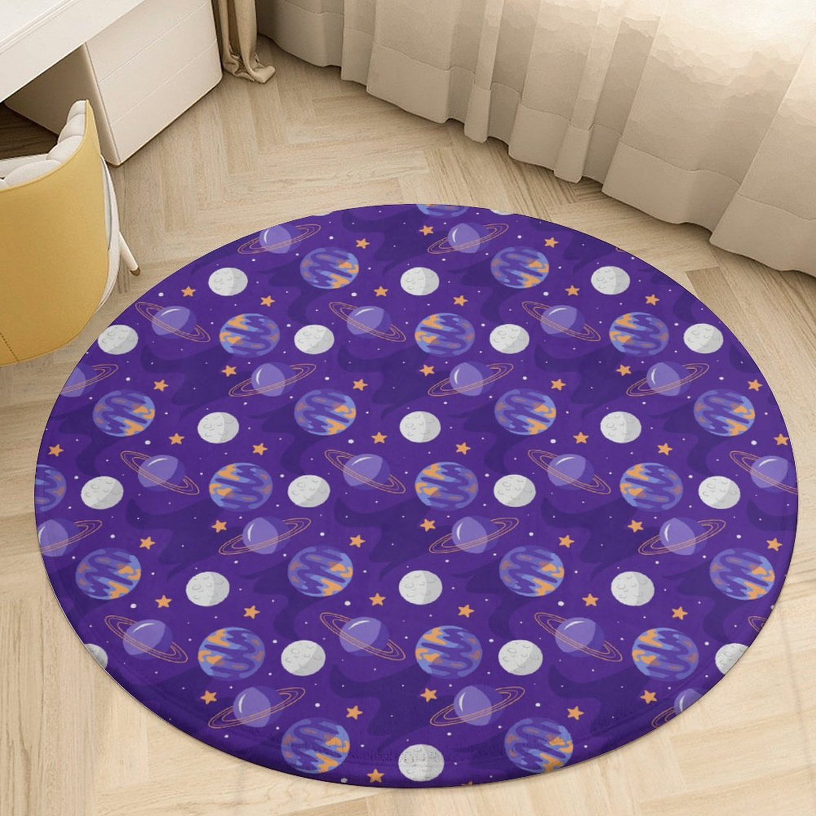 Star Moon Pattern Round Area Rugs for Bedroom Living Room, 6FT Soft ...