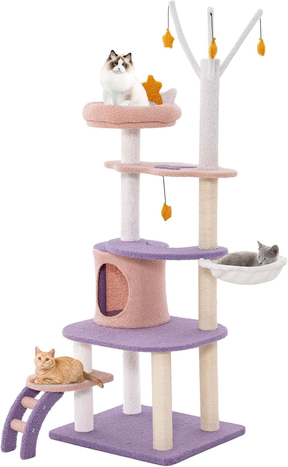 ANHXN Star and Moon-Themed Cat Tree Tower, Multi-Level Modern Cat Tower ...