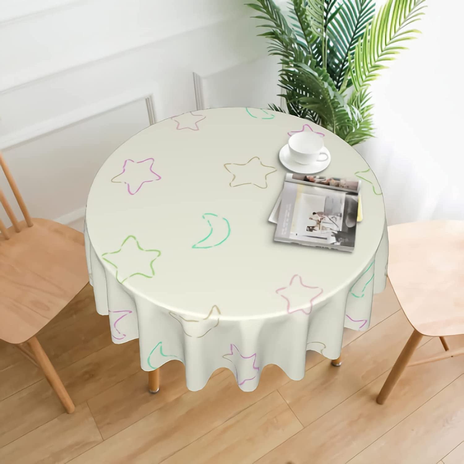 Star Moon skyTablecloth 60 Inch Round in Home Table Cloth Waterproof ...