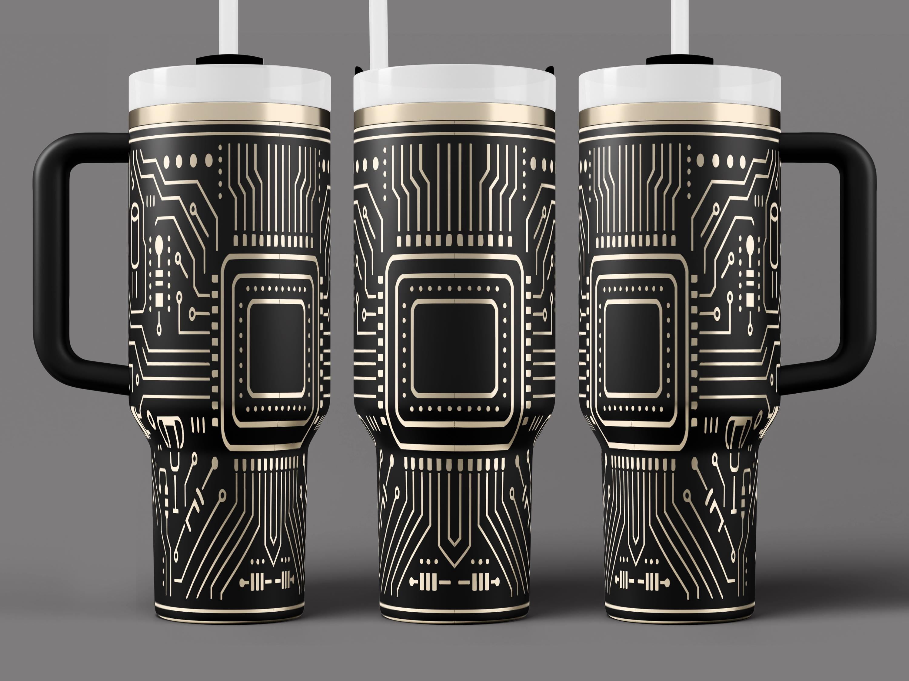 Star Mug Circuit Board Tumbler Wrap: Seamless Tech Design (, Png, Jpg ...