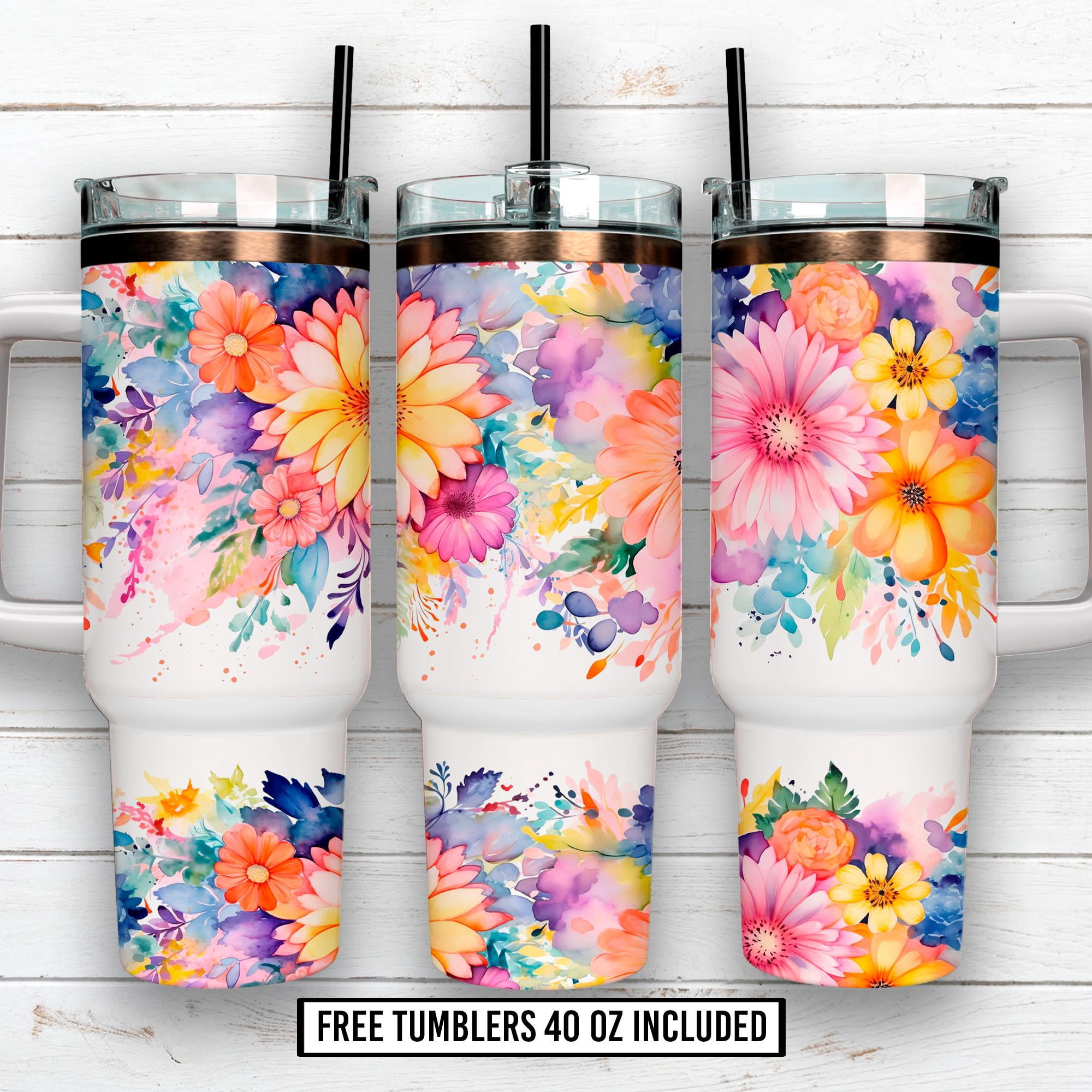 Star Mug Floral 40 Oz Tumbler Design, Wildflowers Flowers Tumbler ...