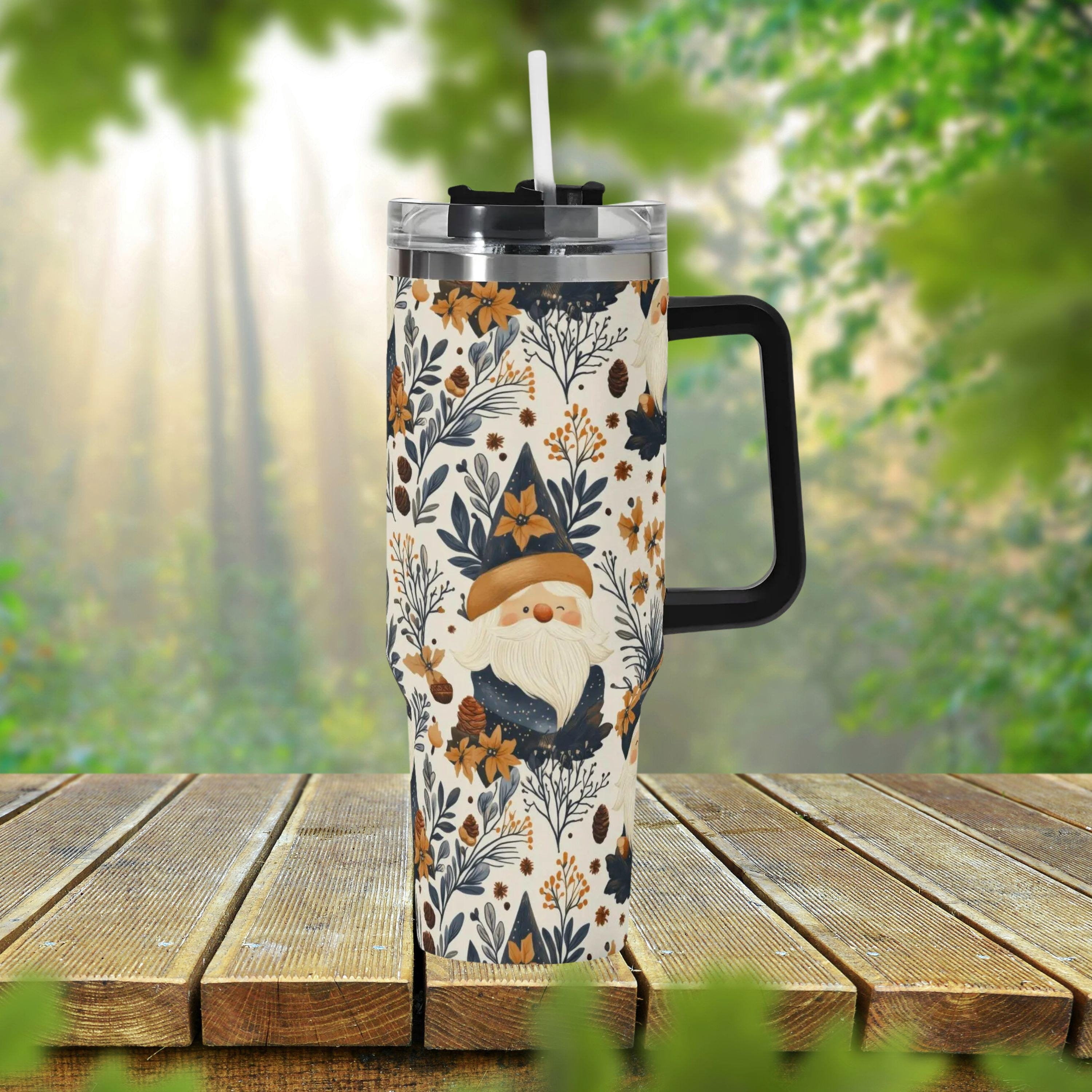 Star Mug Gnome Forest 40oz Tumbler With Handle and Straw, Cute ...