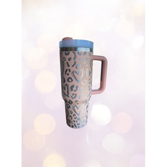 Star Mug Leopard Hearts Cup - Pink Cheetah Heart Cup - Cute Hearts ...