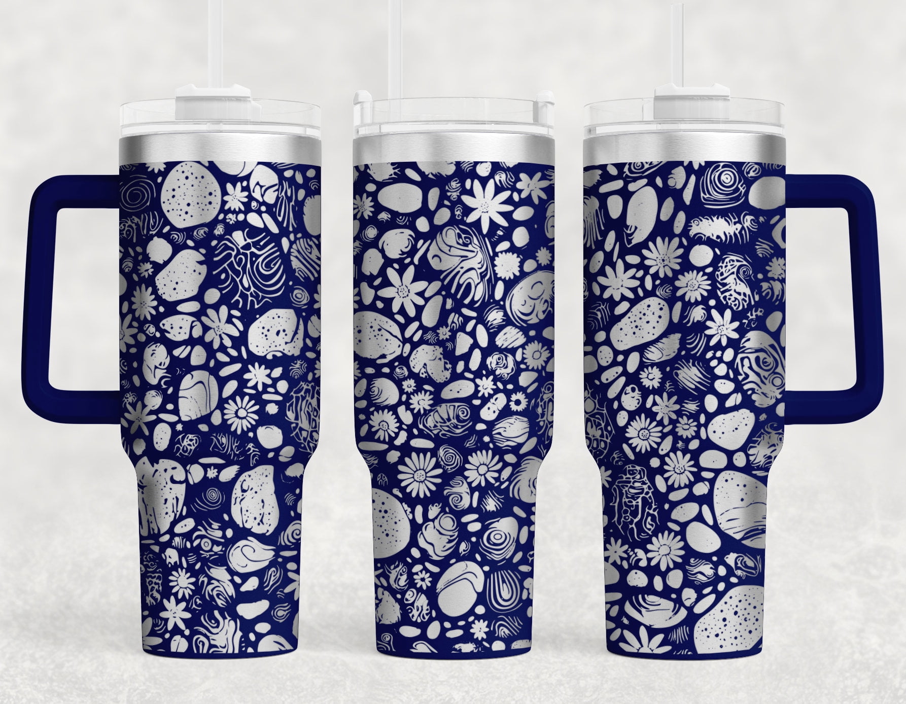 Star Mug Pebbles And Flowers Tumbler Wrap - 40Oz - Tumbler With Handle ...