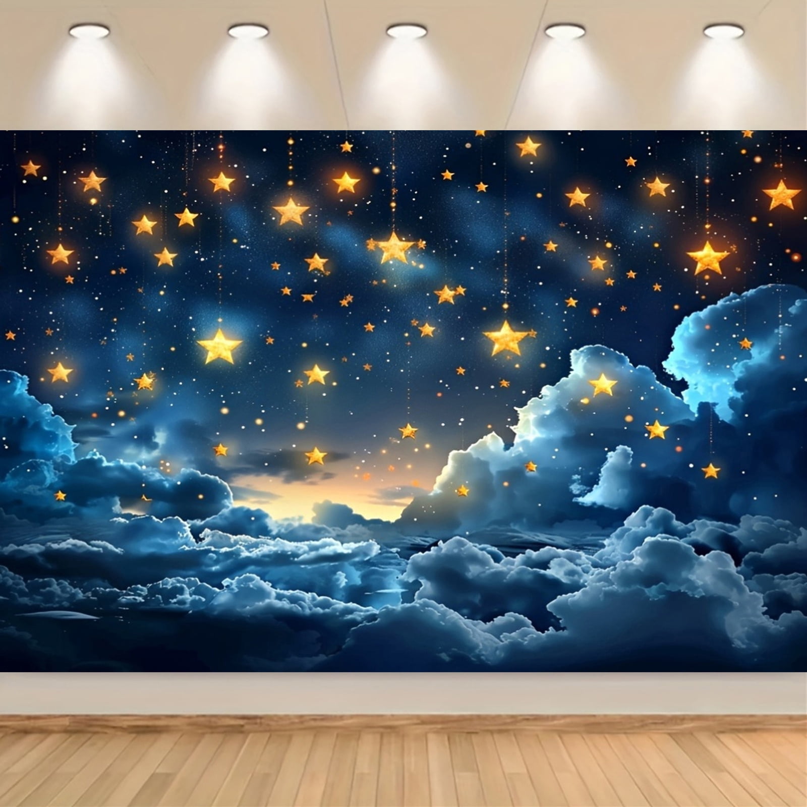 Star Night Sky Photography Backdrop, Glittering Stars Banner Navy Blue ...