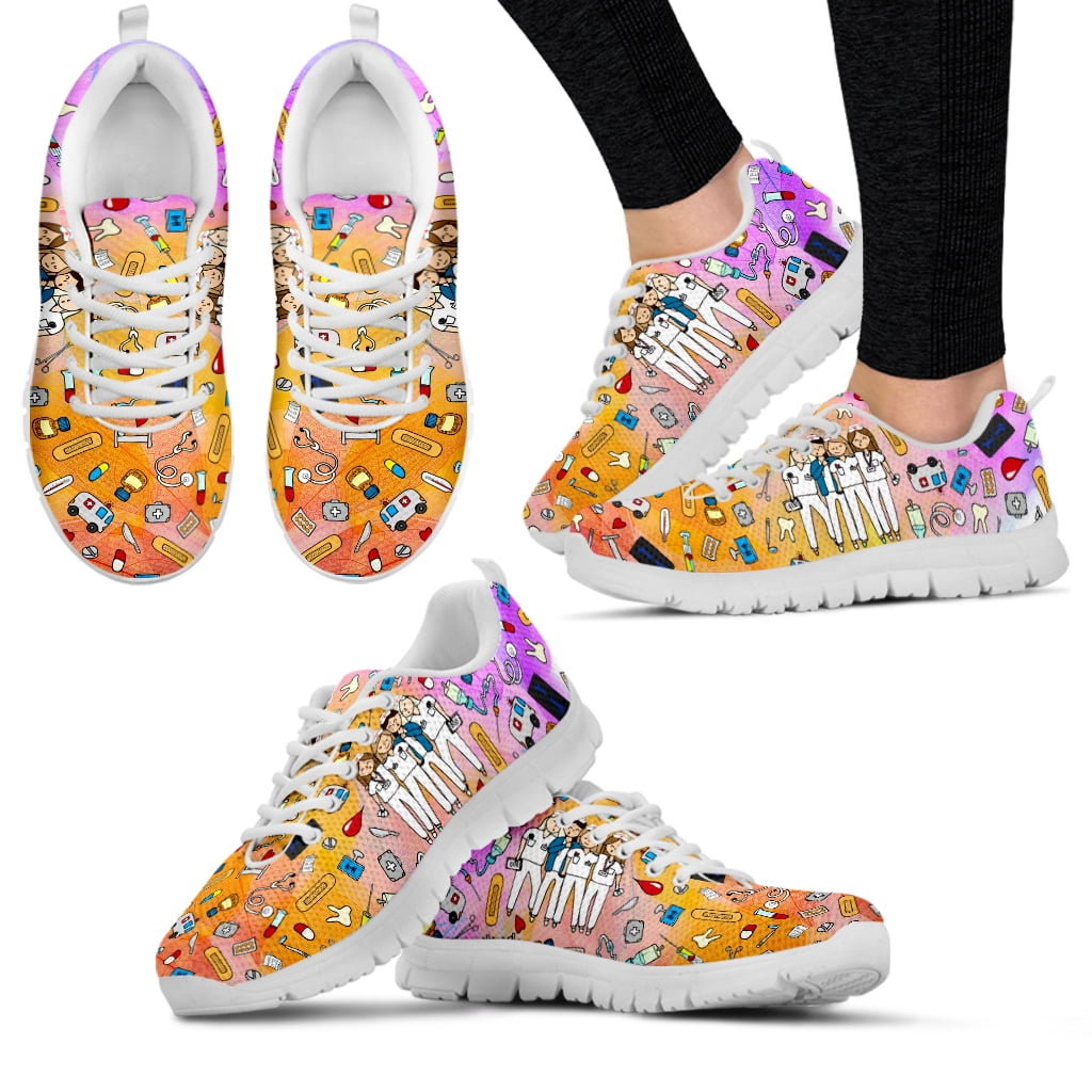 Star Nurse Shoes Comfortable Cartoon Nurse/Doctor Print Shoes Gradient ...