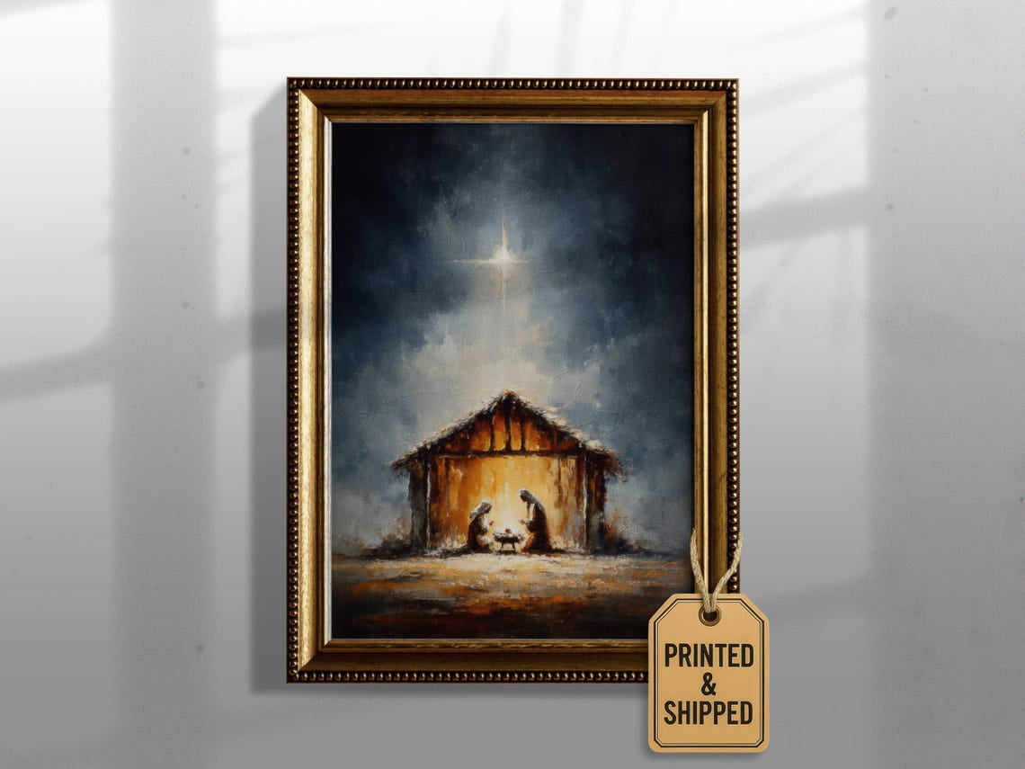 Star Of Bethlehem Holy Family Nativity Oil Painting Religious Christmas ...