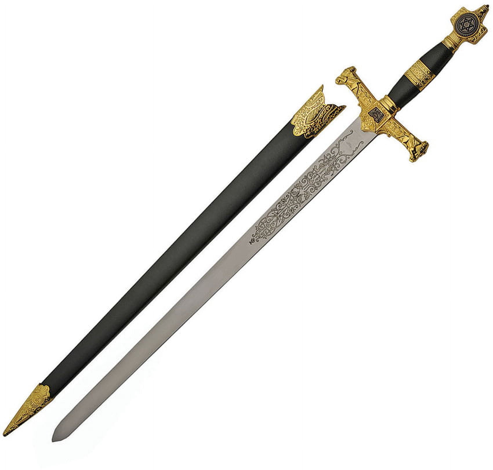Star of David Sword – 22" Stainless Steel Blade, Black & Gold Handle ...