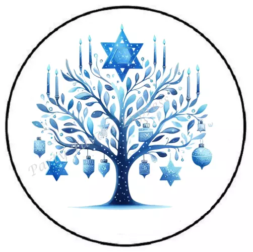 Star Of David Tree Hanukkah Stickers Party Favors Phone Decal Water ...