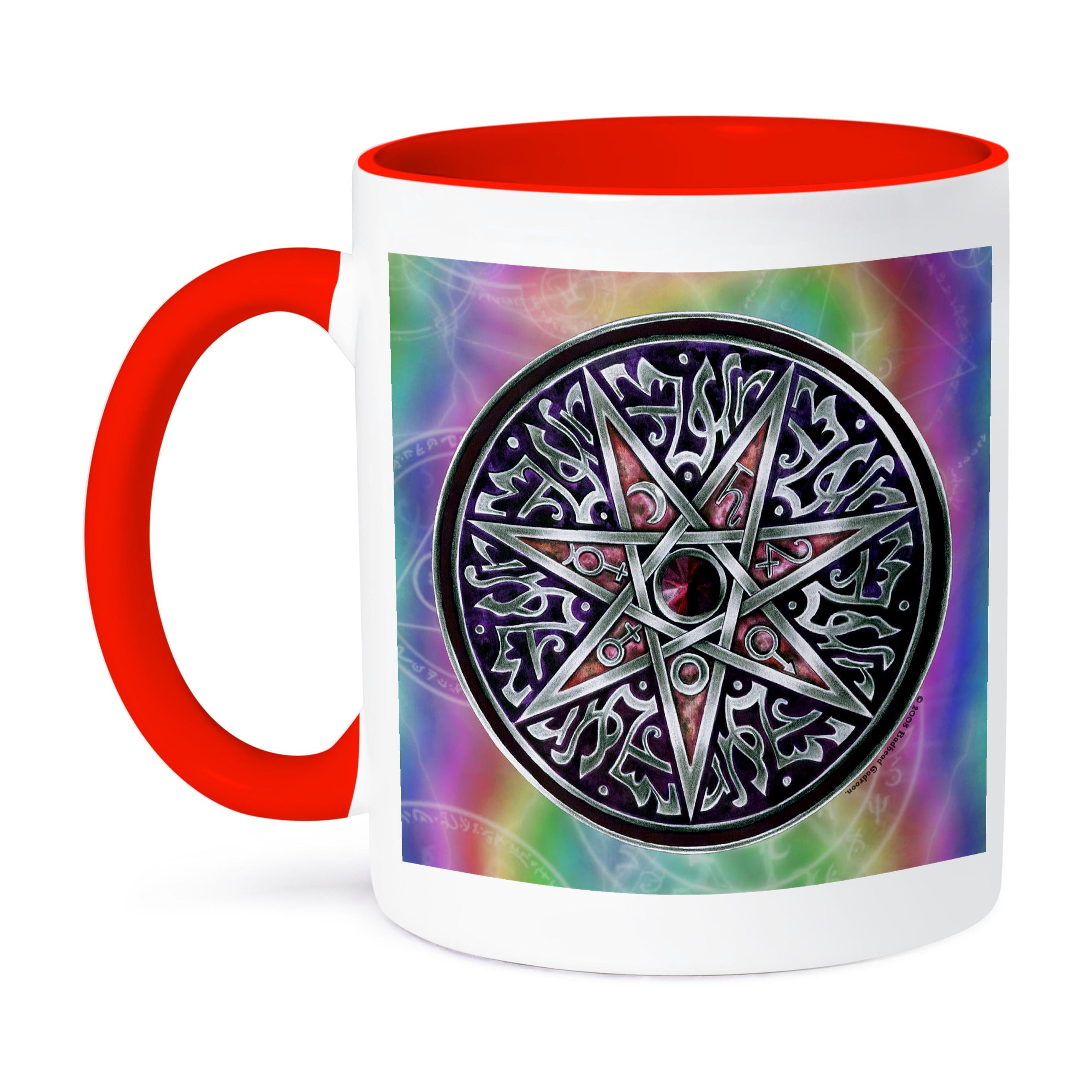 Star Of Fey Pagan Wiccan Magickal Sigil Art, 11oz Two-Tone Red Mug ...