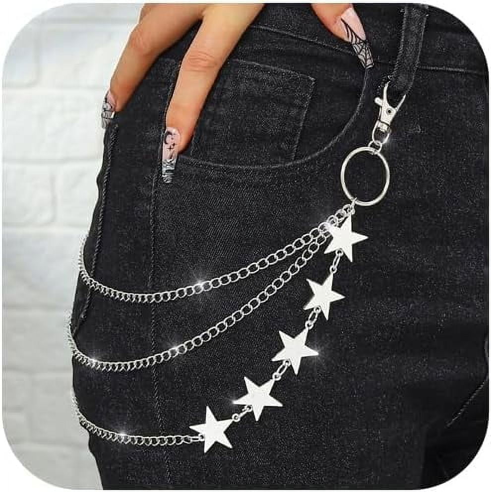 Star Pants Chain Silver Goth Wallet Chains Y2k Punk Layered Jean ...