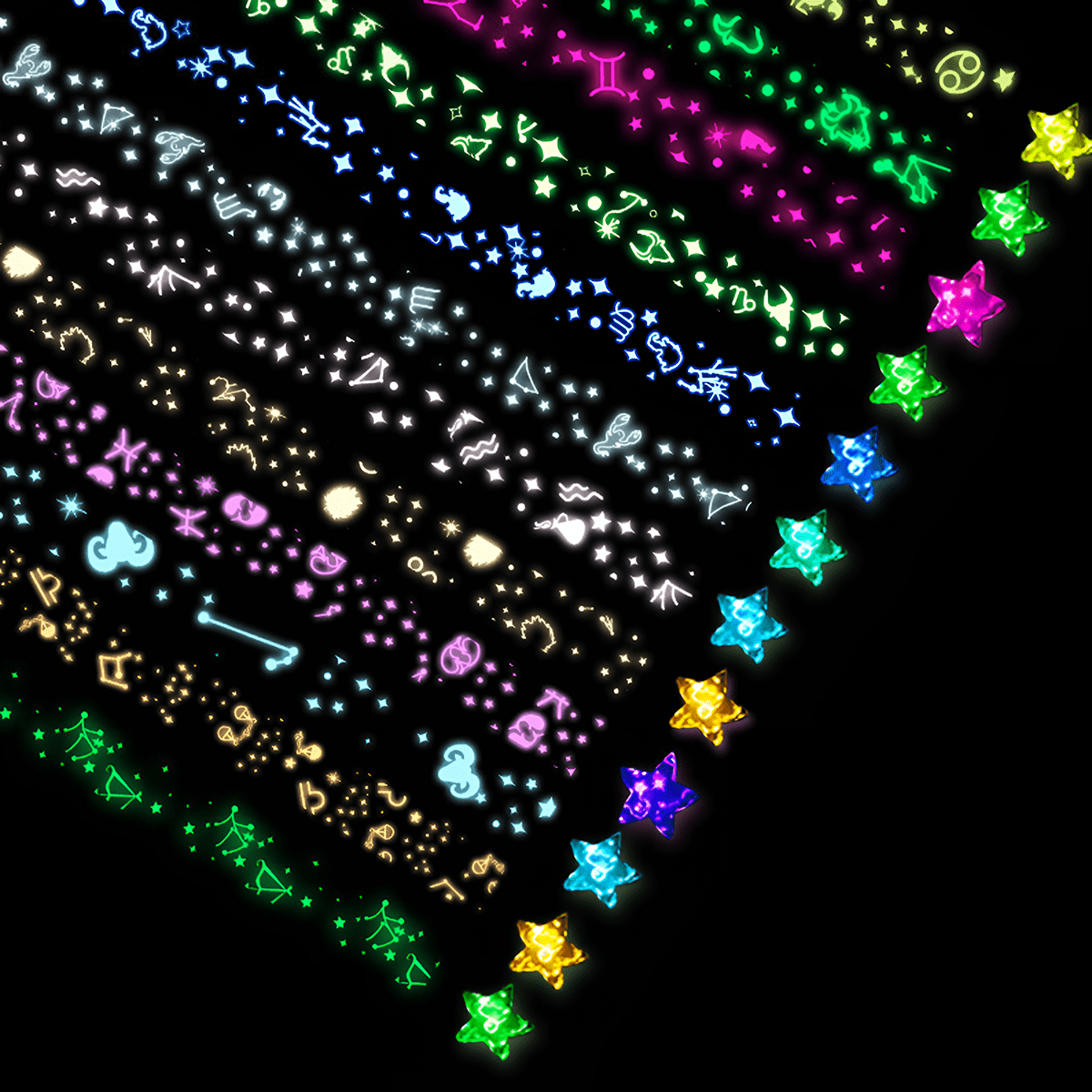 Star Paper Strips, 630 Pcs Colorful Luminous Origami Lucky Star Paper ...