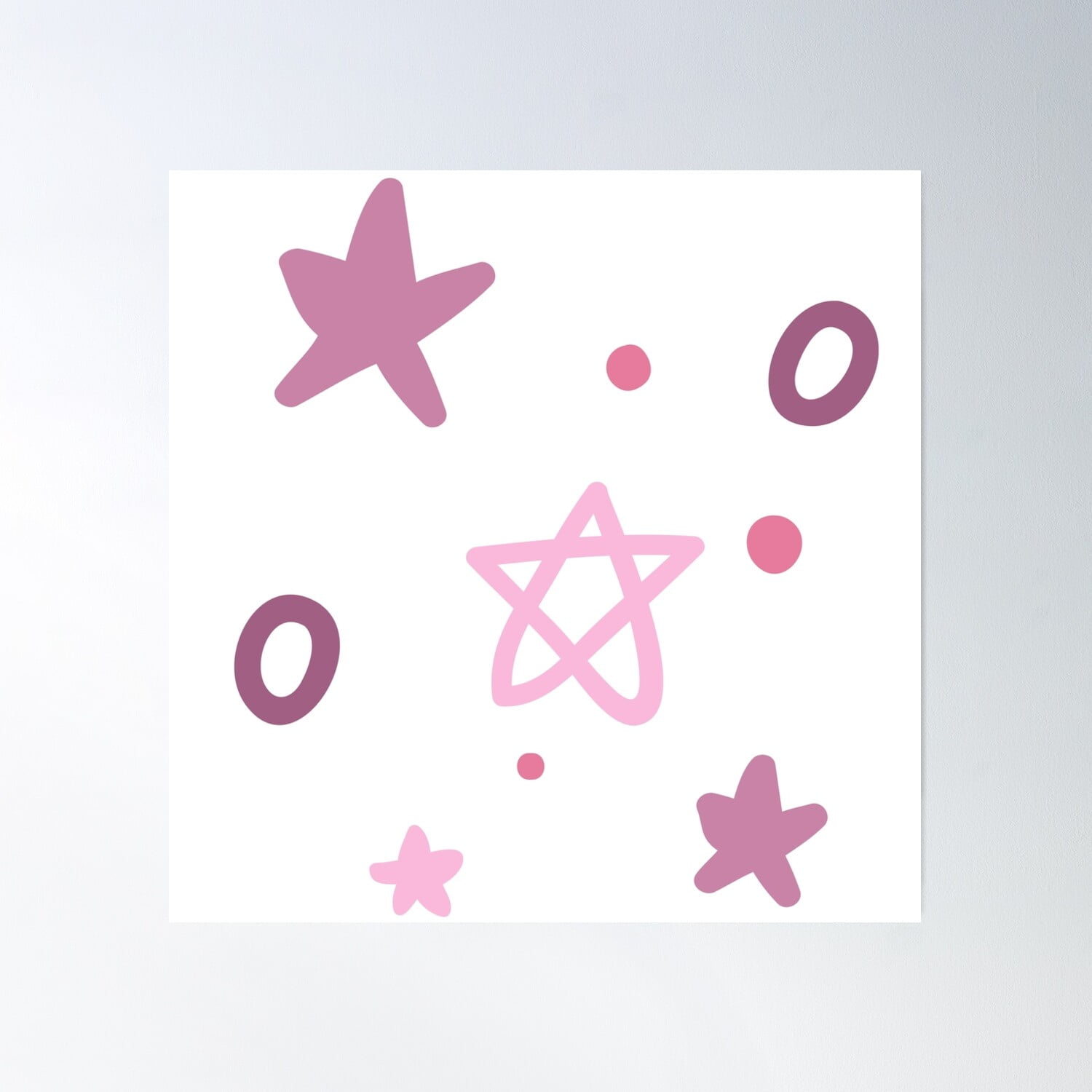 Star Pattern, Pastel Star Pattern, Pink Stars Poster Wall Art, Modern ...