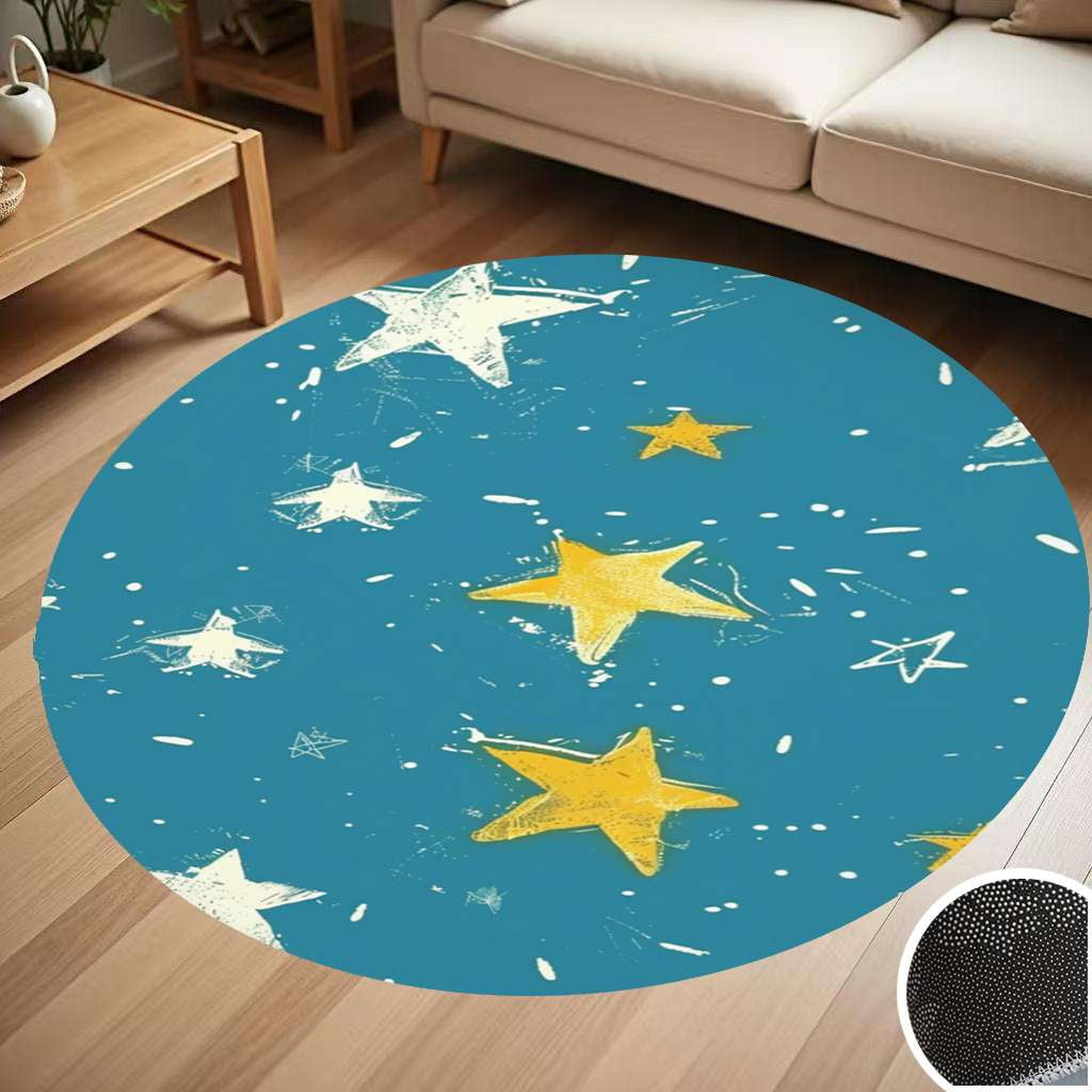 Star Pattern Round Carpet Living Room Bedroom Home Decoration Coffee ...