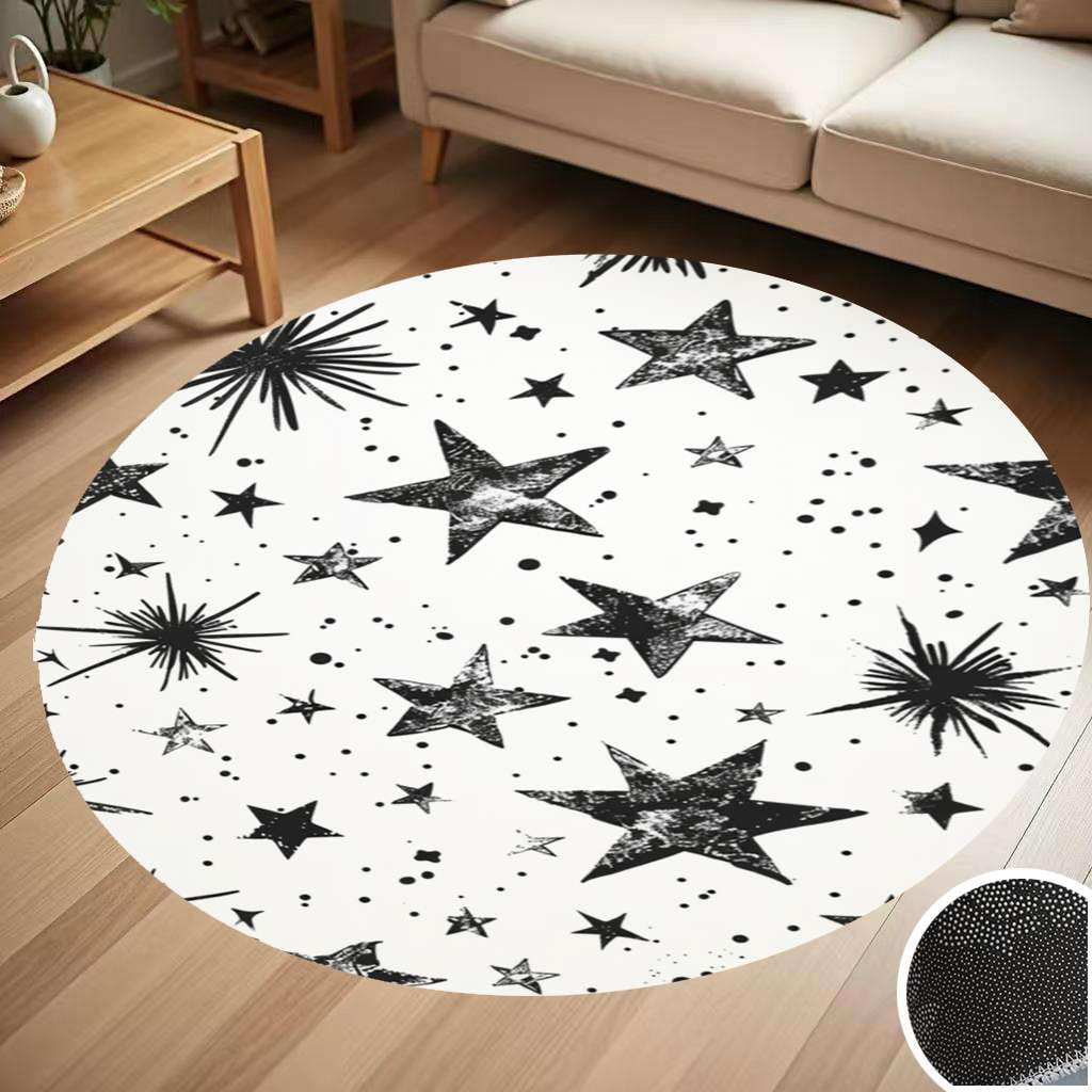 Star Pattern Round Carpet Living Room Bedroom Home Decoration Coffee ...