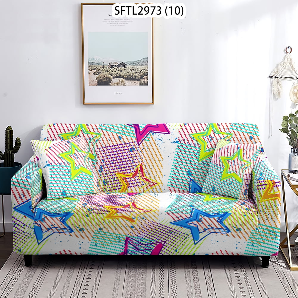 Star Pattern Sofa Seat Cover Slip-Resistant Strech Cover L-Shape Couch ...