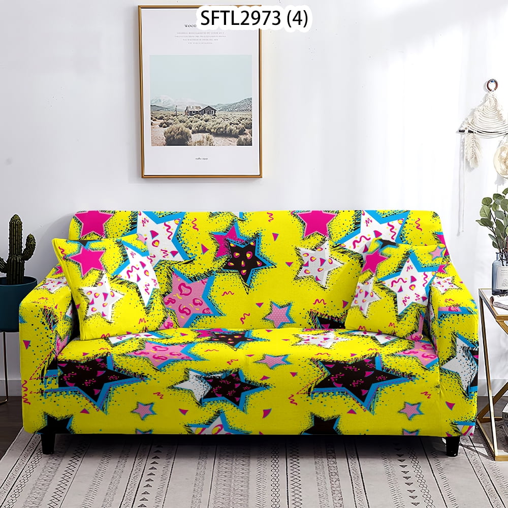 Star Pattern Sofa Seat Cover Slip-Resistant Strech Cover L-Shape Couch ...