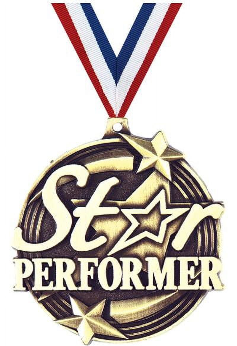 Star Performer Medals, 2" Gold Diecast Star Performer Medal Award 10 ...