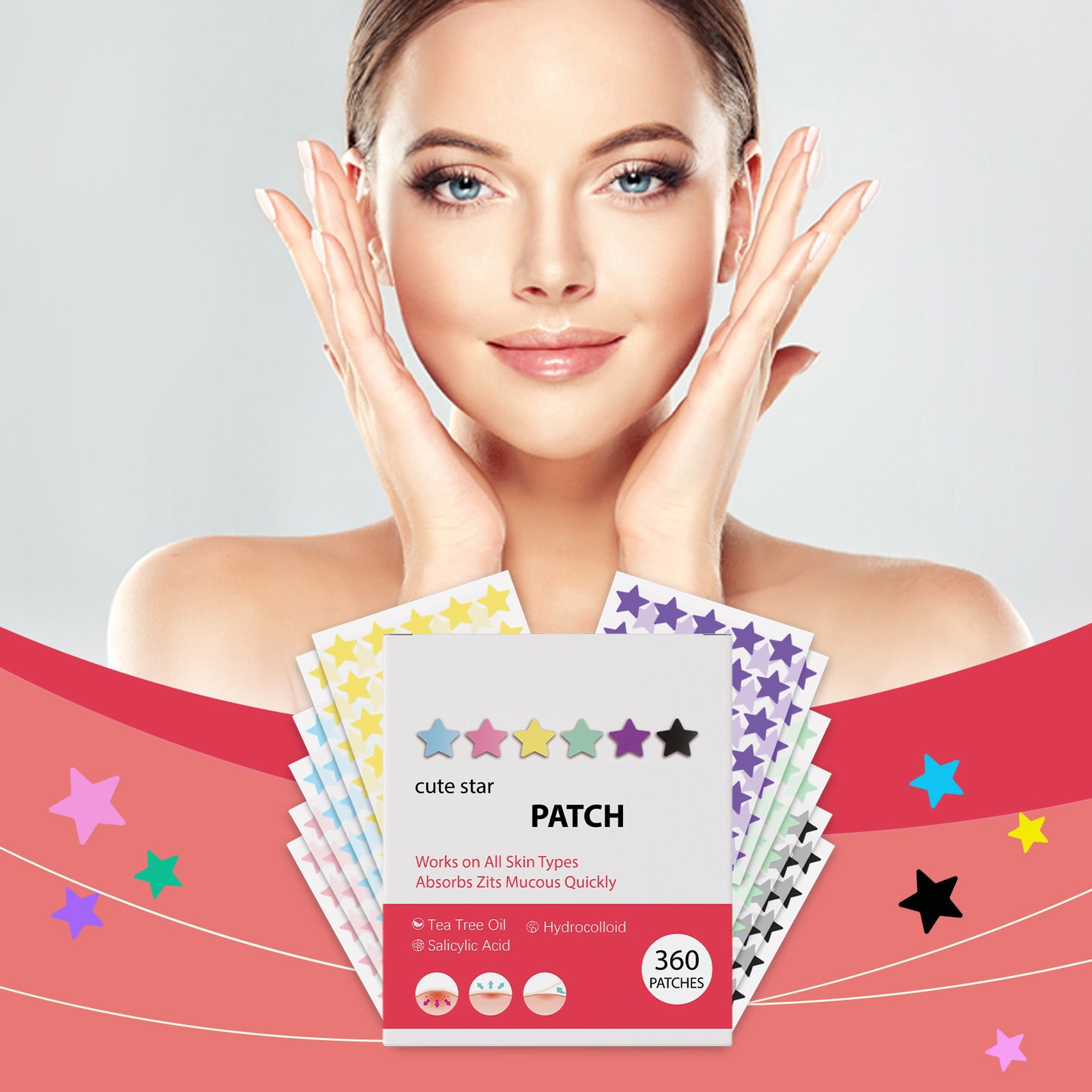 Star Pimple Patches (360 Pcs) Cute Zit Patches for Face, Star Spot ...