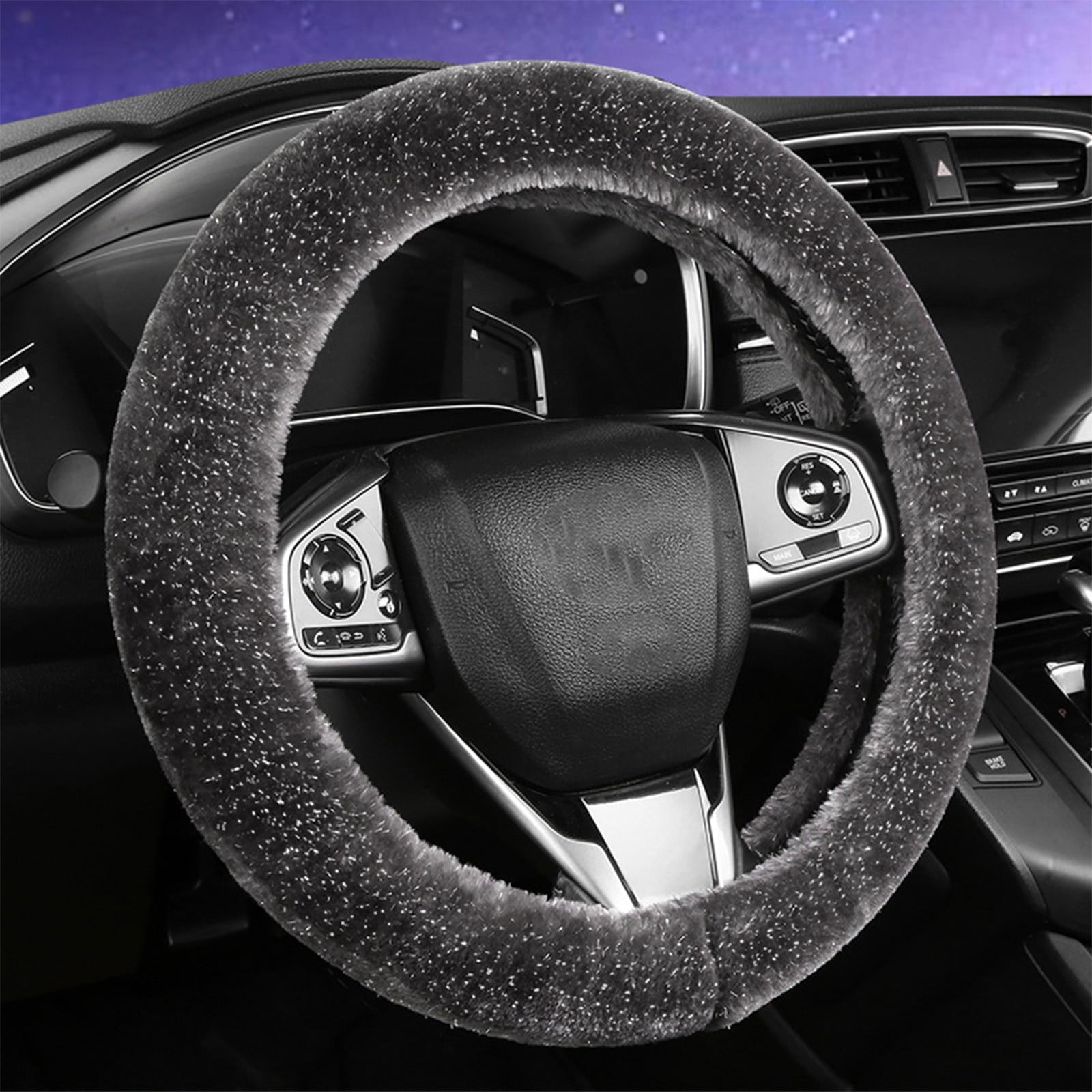 Star Plush Steering Wheel Cover, Winter Warm Thickened Anti-Slip Car ...