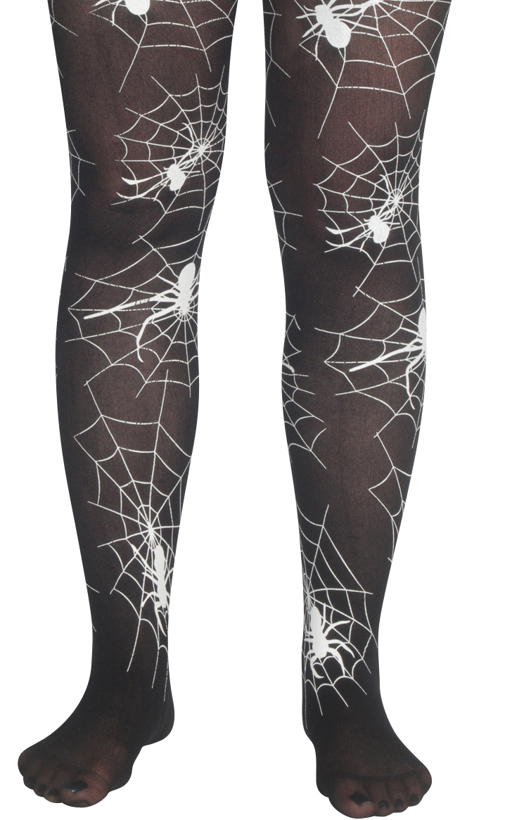Star Power Halloween Witch Spider Web Pantyhose, Black Orange, One-Size ...