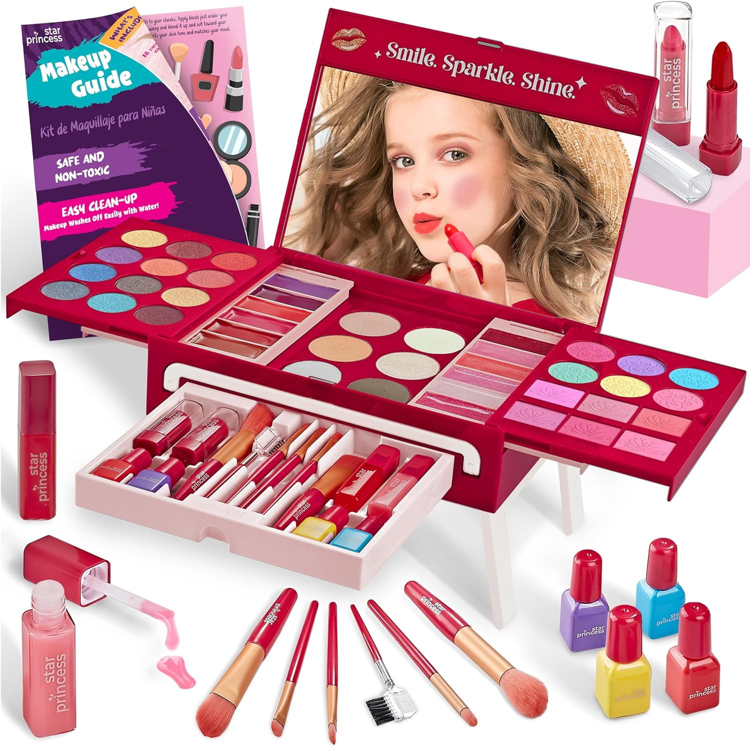 Star Princess Kids Makeup Kit for Girls - Non-Toxic Real Washable Make ...