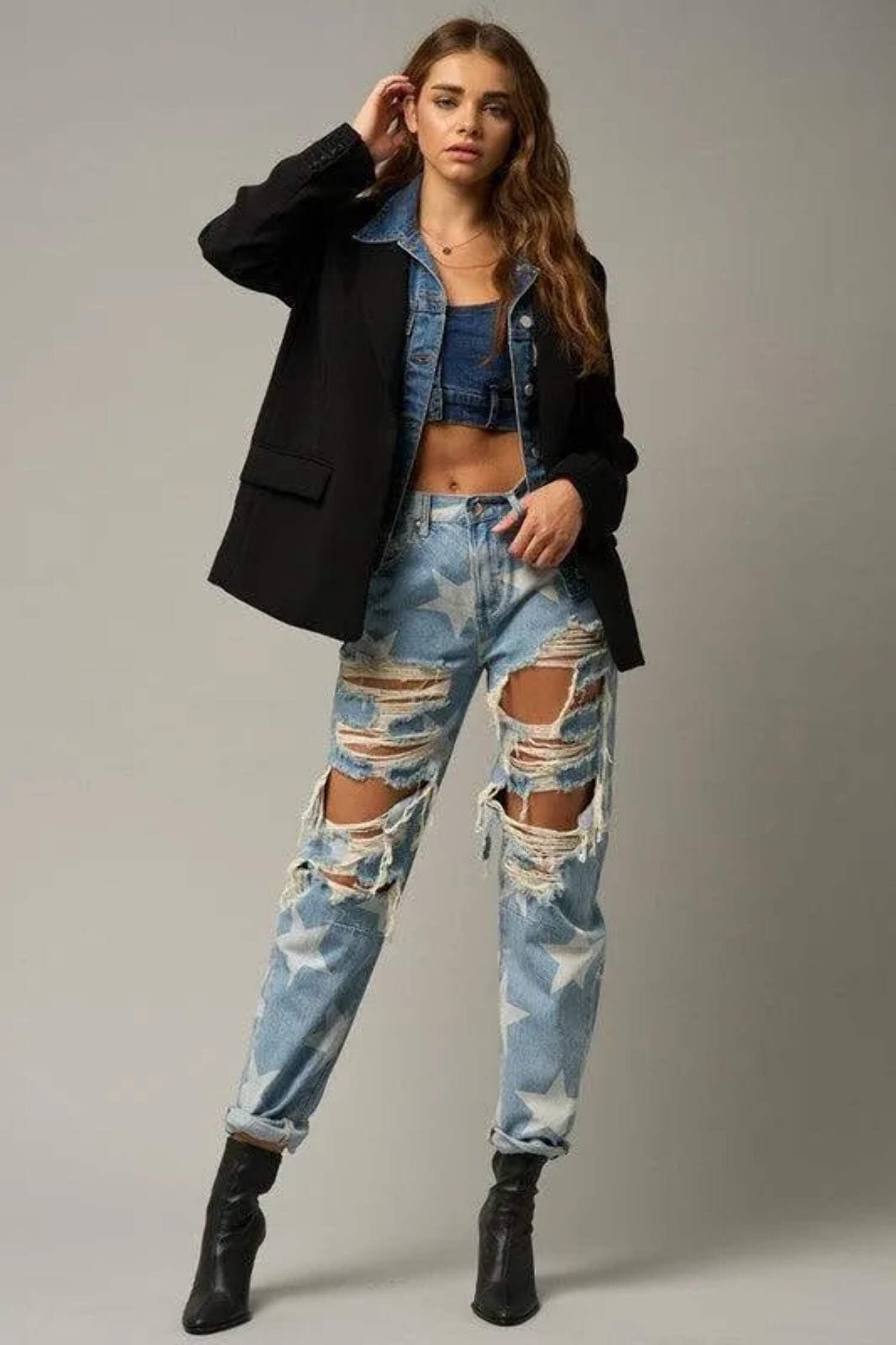Star Print Slouch Jeans - Walmart.com
