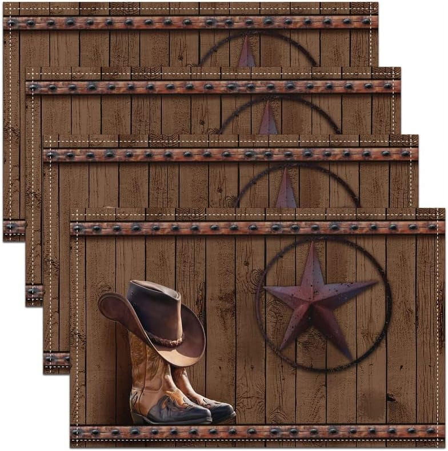 Star Printed Table Place Mats 18"x12" Western Decor Washable Fabric ...