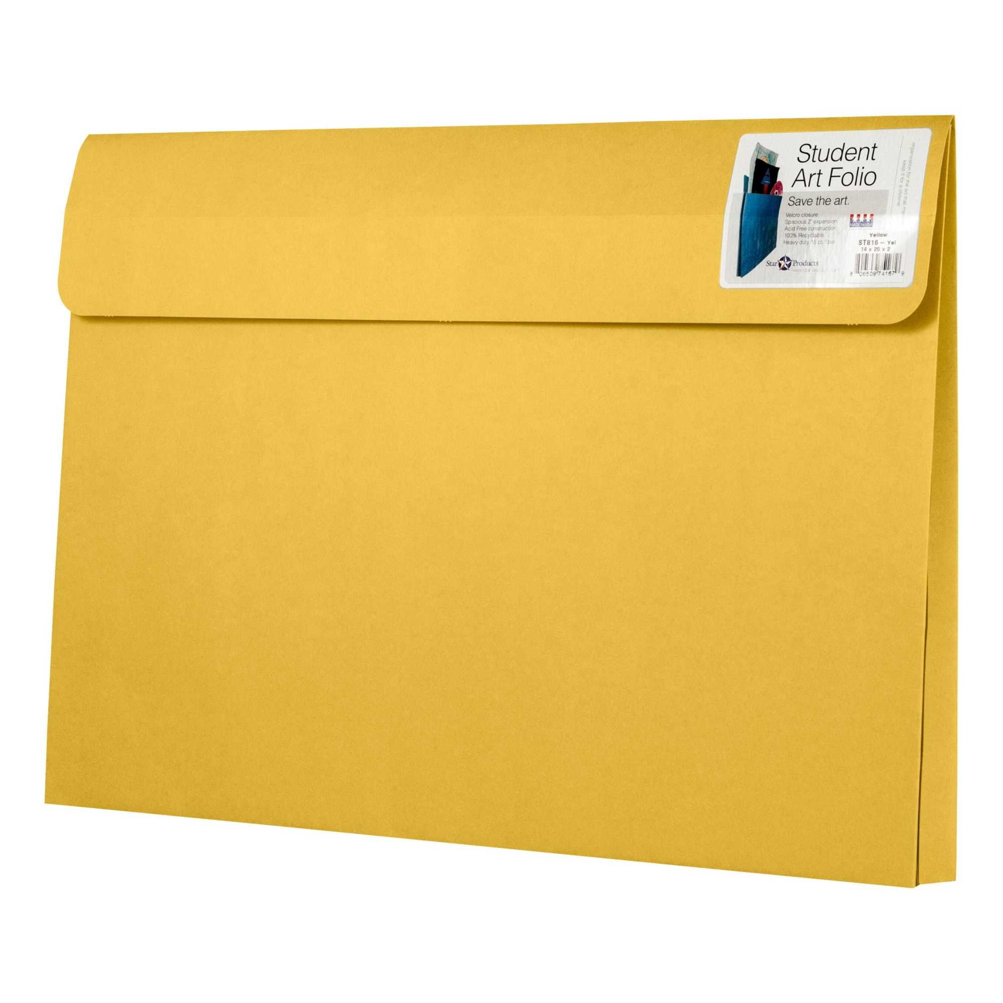 Star Products Student Art Folio, 14 x 20 x 2 Inches, Yellow, Pack of 25 ...