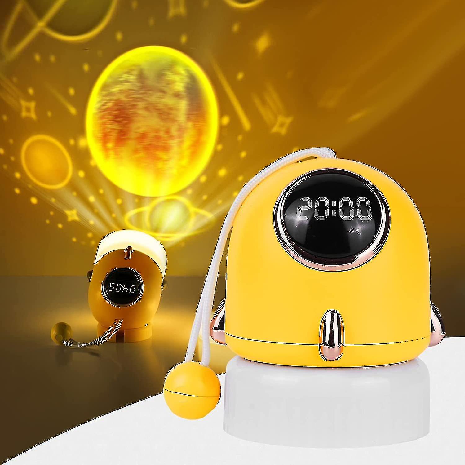Star Projection Alarm Clock Cute Night Light For Kids, Rechargeable ...