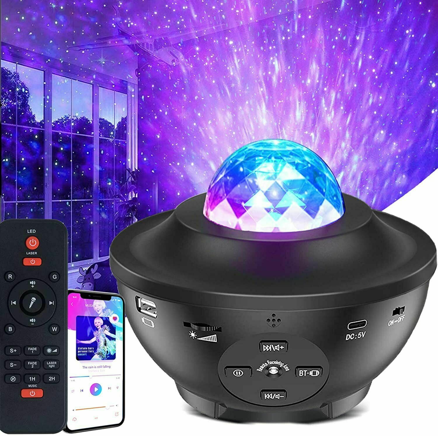 Star Projector Galaxy Light Projector with Ocean Wave Projector, Music ...