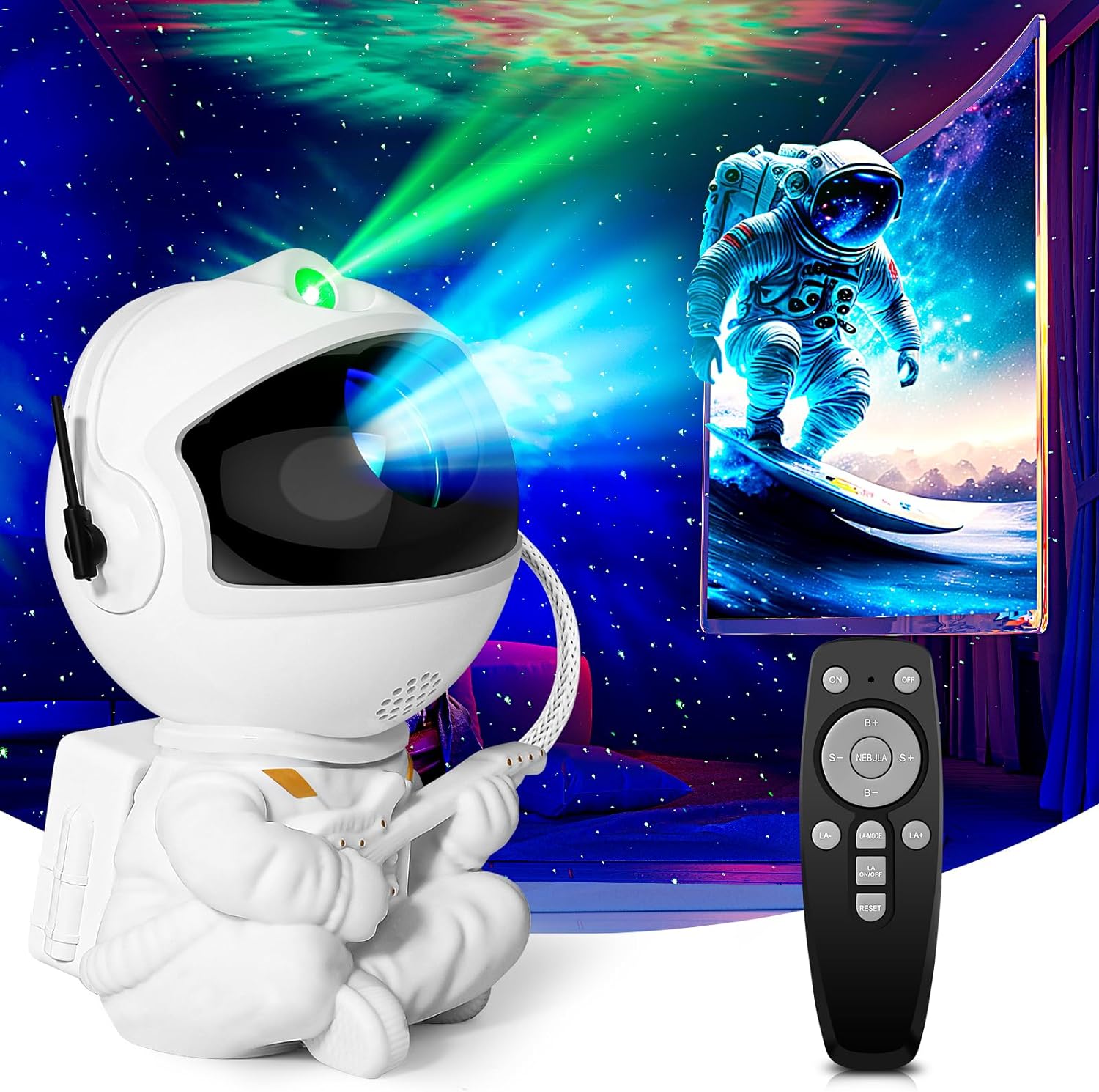 Brightside Cosmo LED Projector, Multicolor Rotating Lights, Outer Space ...