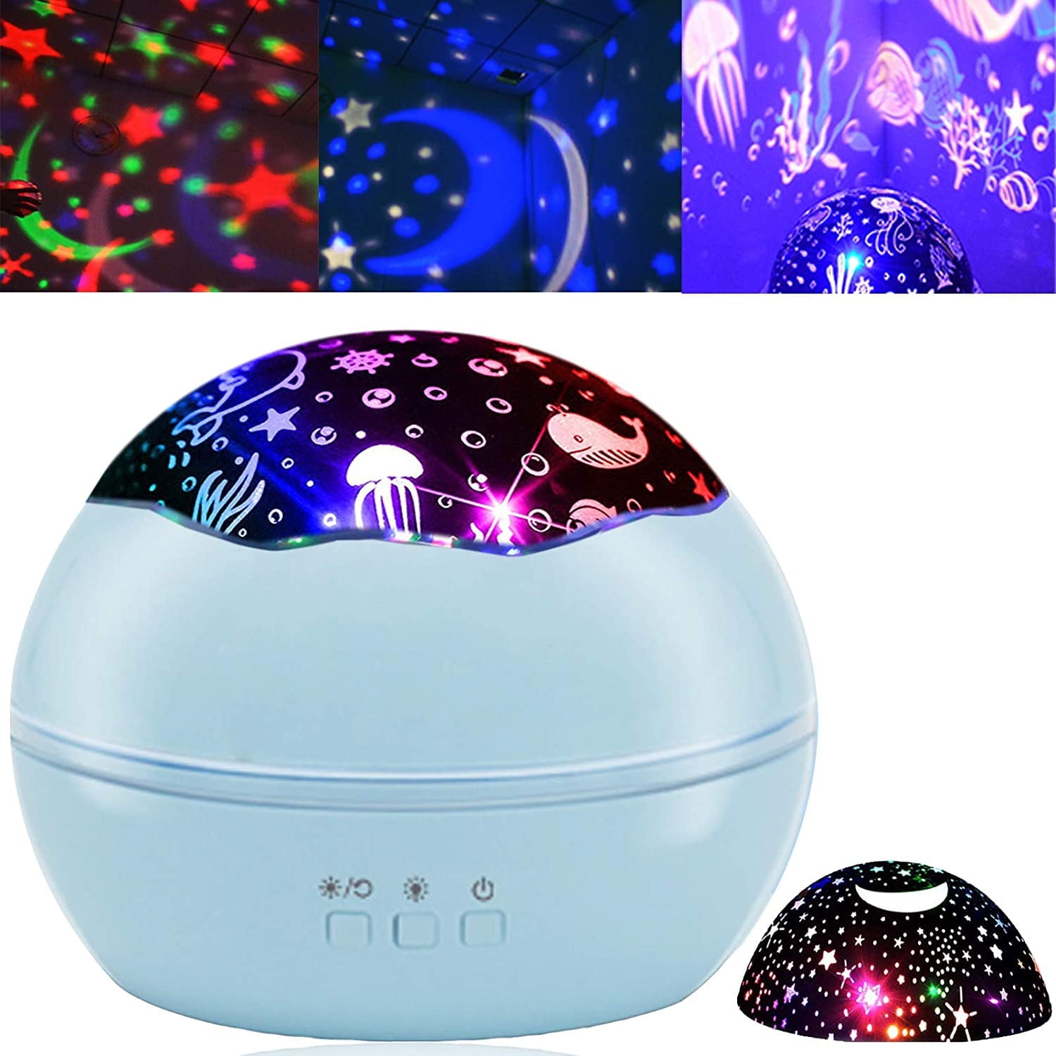 8 Color LED Night Light MIANTANG 360° Rotating Night Light Projector ...