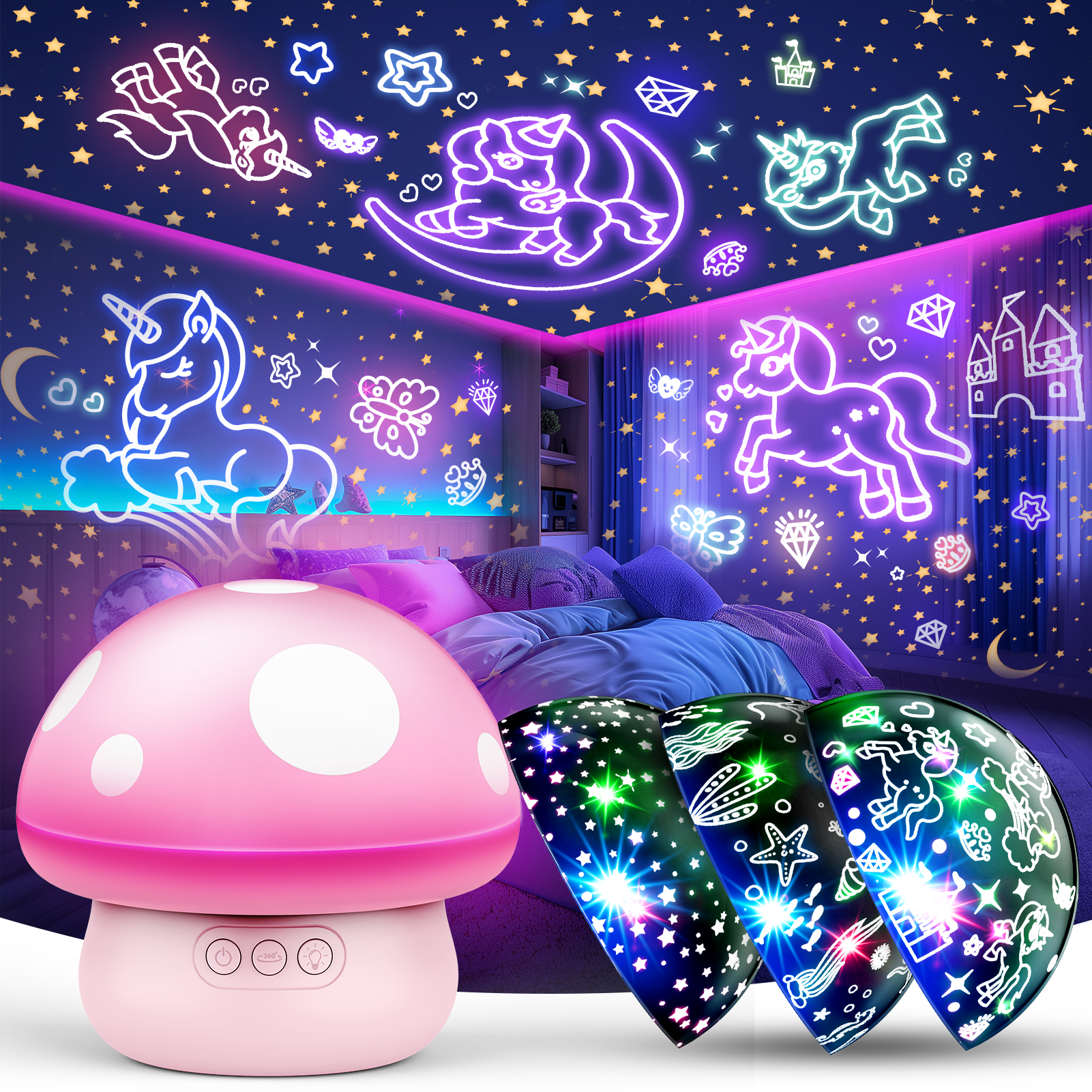 ATOPDREAM Star Projector Night Light for Kids, Unicorn, Moon, Ocean ...