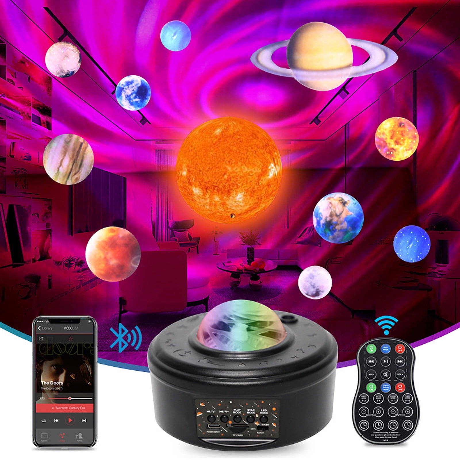 Star Projector with Remote Contro and Speaker Box, LED Galaxy Projector ...
