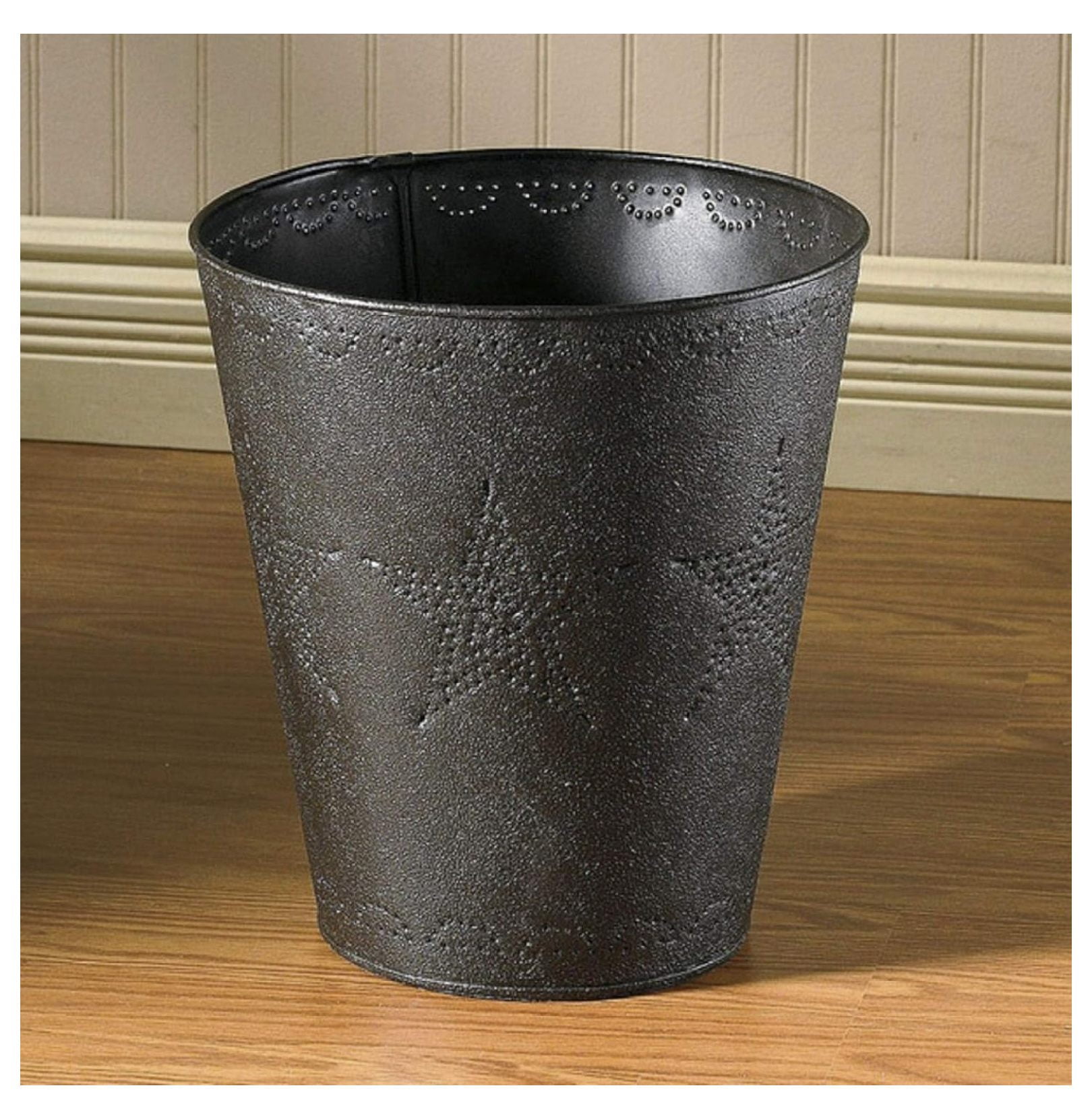Star Punched Waste Basket - 5 Gallon Metal Trash Can with Lid - Rust ...