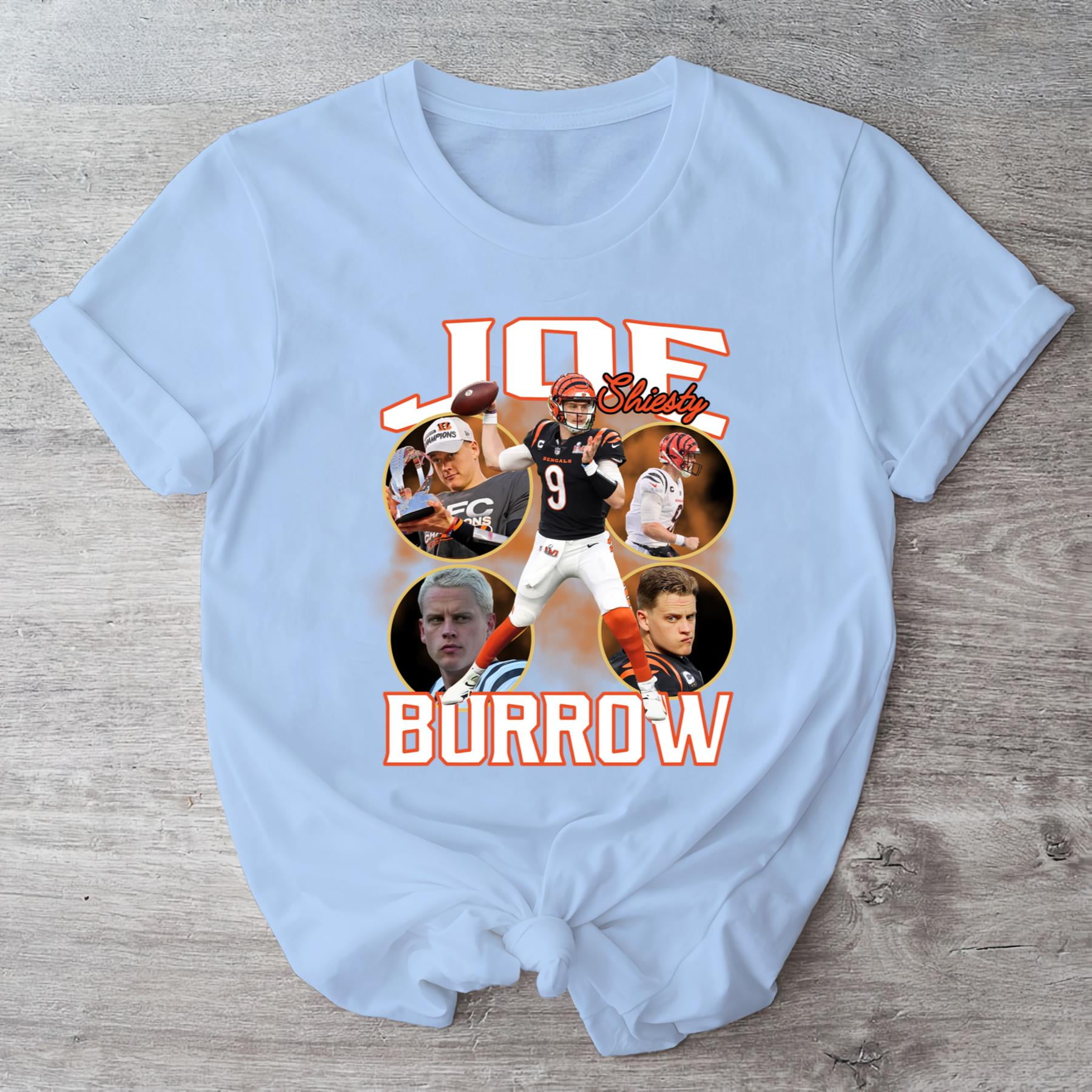 Star QB Tribute Football Shirt – Retro Orange & Black Sports Fan Tee ...