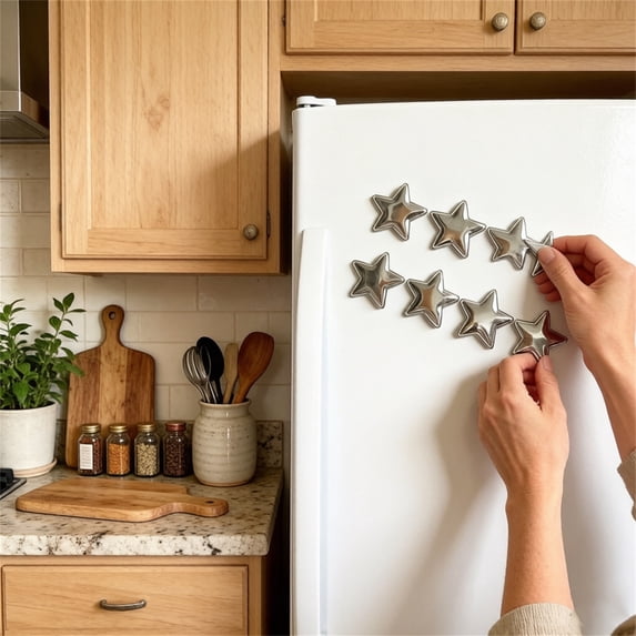 Star Refrigerator Magnets 10 Pack Metallic Pentagram Fridge Magnets, 3D ...