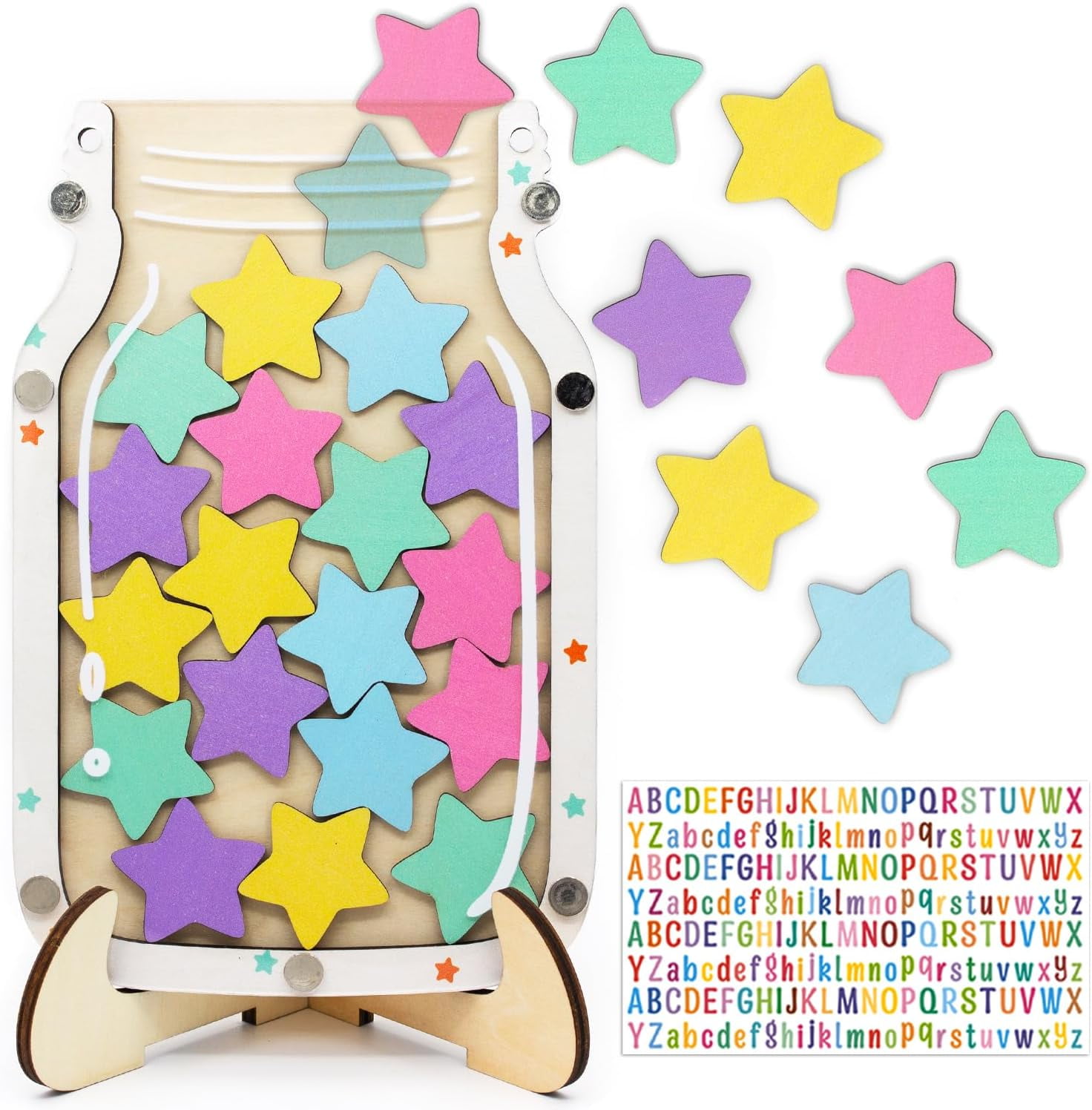 Star Reward Jars for Kids-Magnetic Reward System with Colorful Letter ...