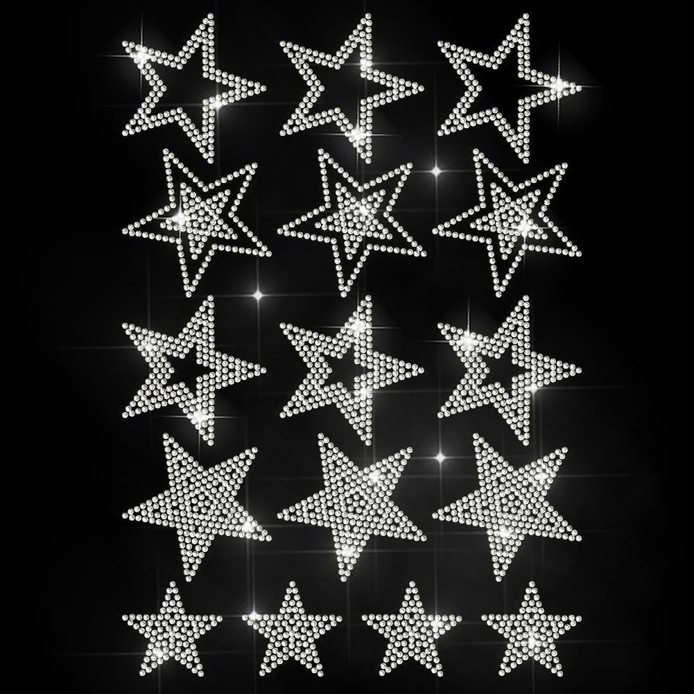 Star Rhinestone Iron on Hotfix Transfer Hollow and Solid Stars Heat ...