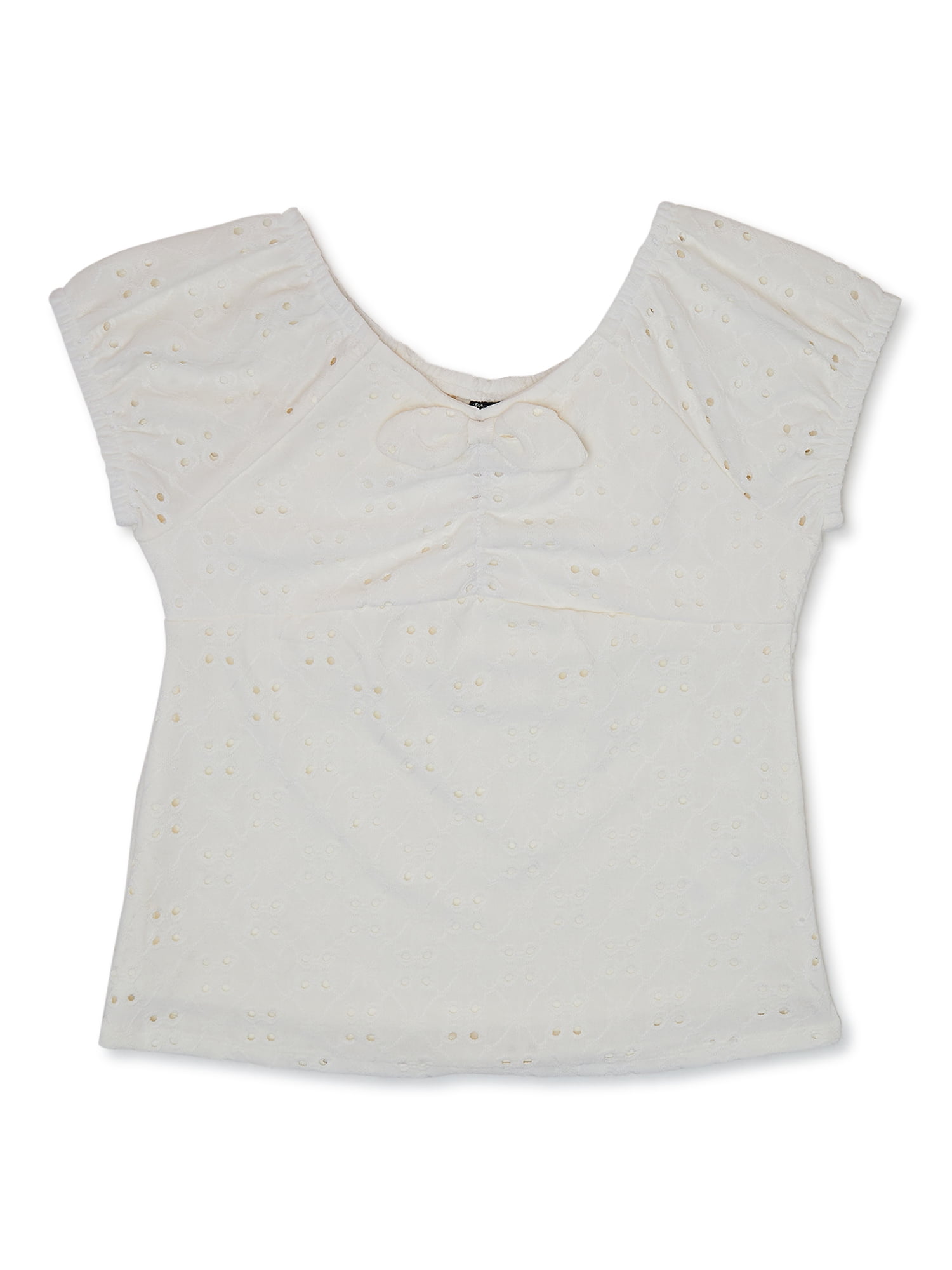 Star Ride Girls Knit Eyelet Short Sleeve Top - Sizes 4-16 - Walmart.com