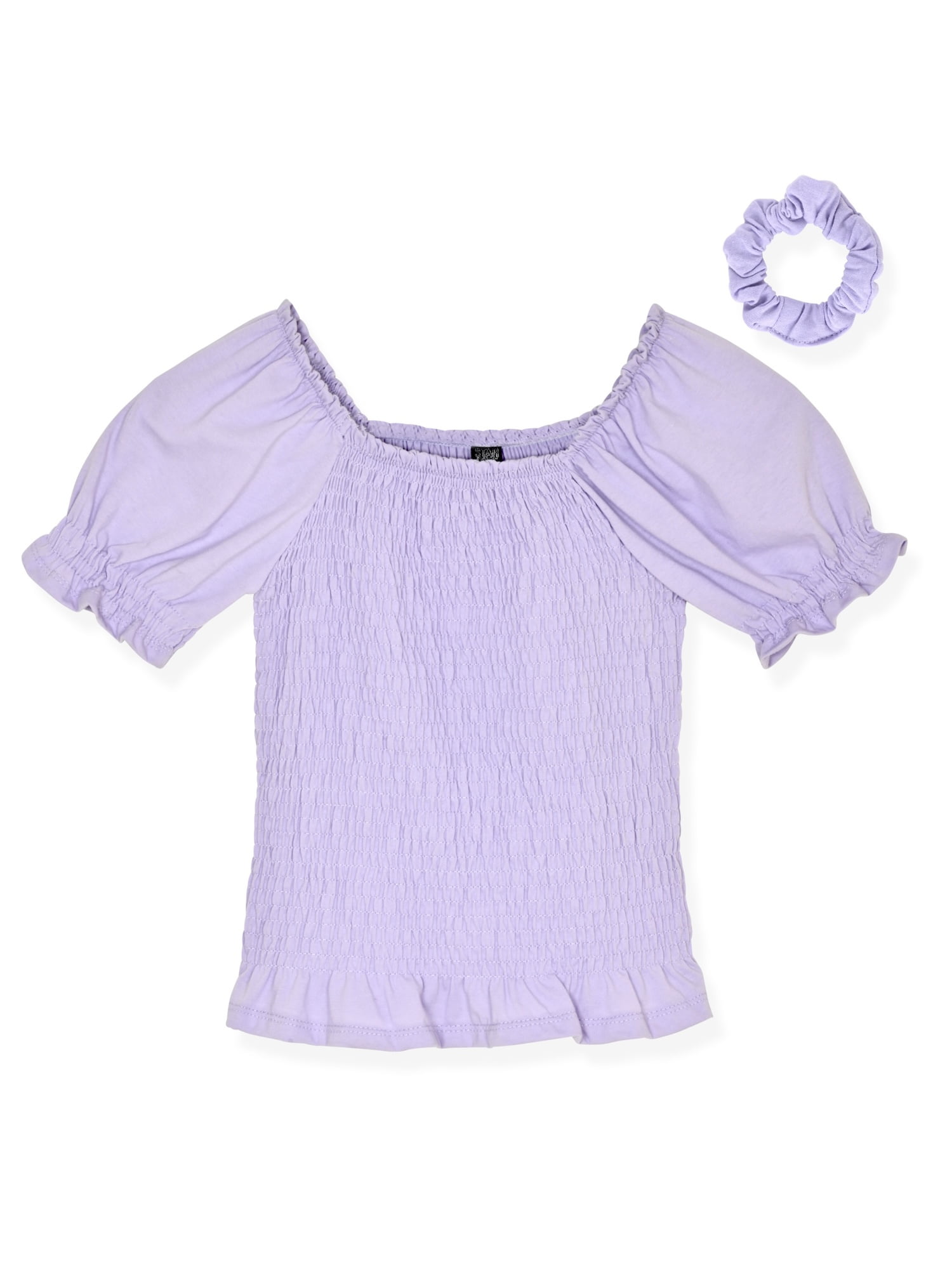 Star Ride Girls Smocked Top with Scrunchie, Sizes 4-16 - Walmart.com