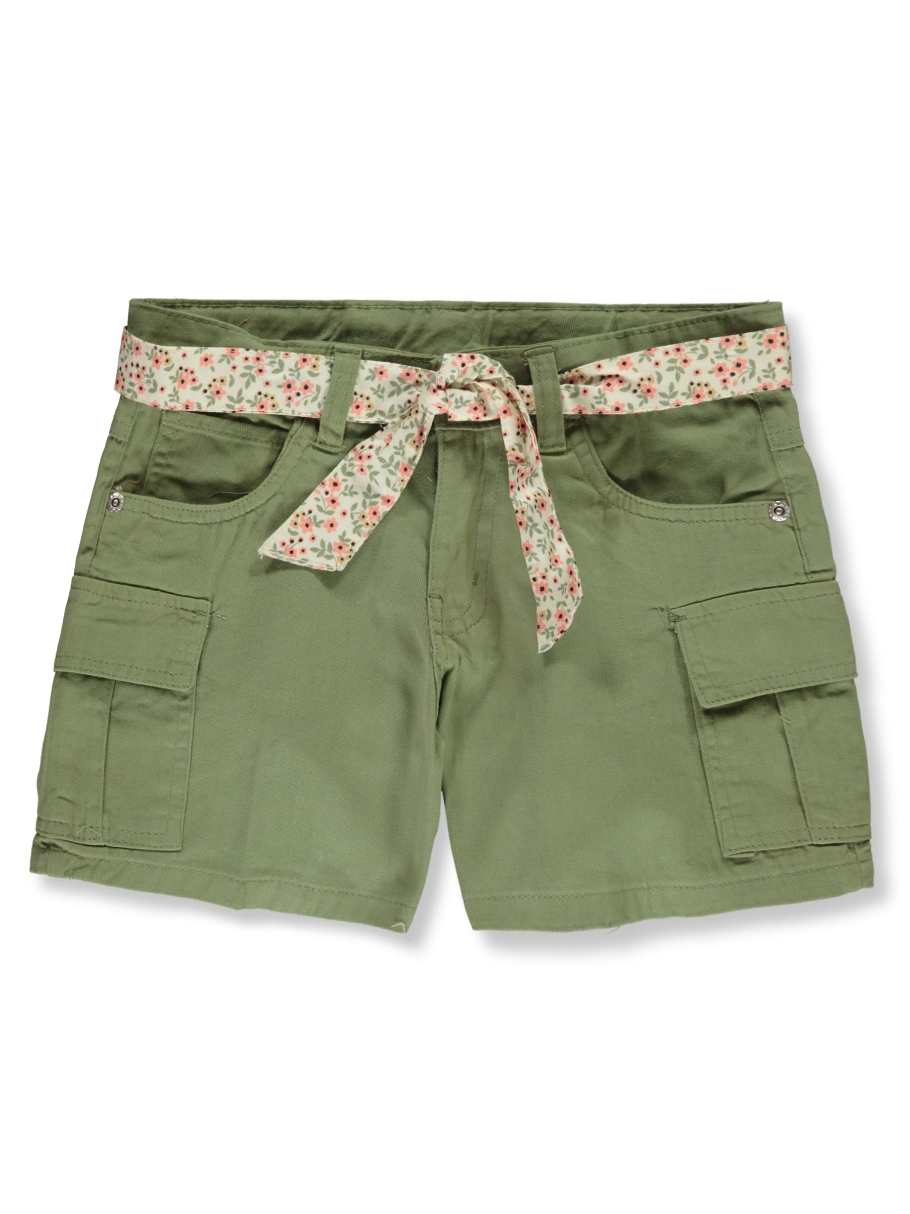 Star Ride Girls' Woven Pull-Through Belt Shorts Color: sage green Size ...