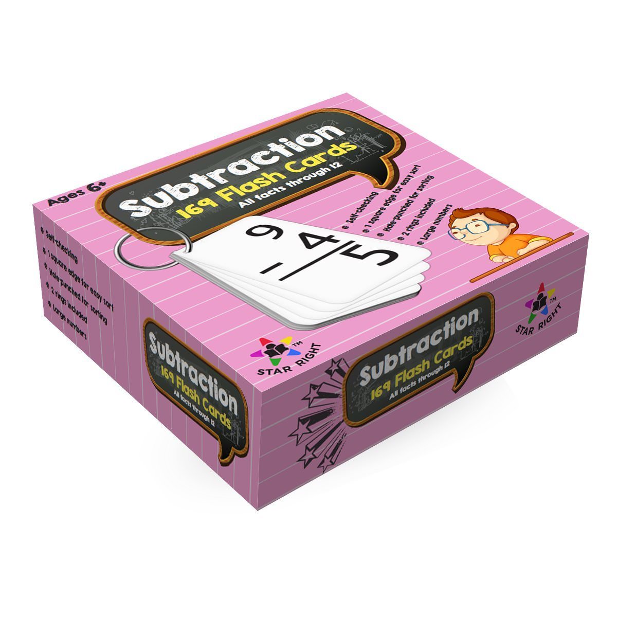 Star Right Education Subtraction Flash Cards - 0-12 (169 Cards) With 2 ...