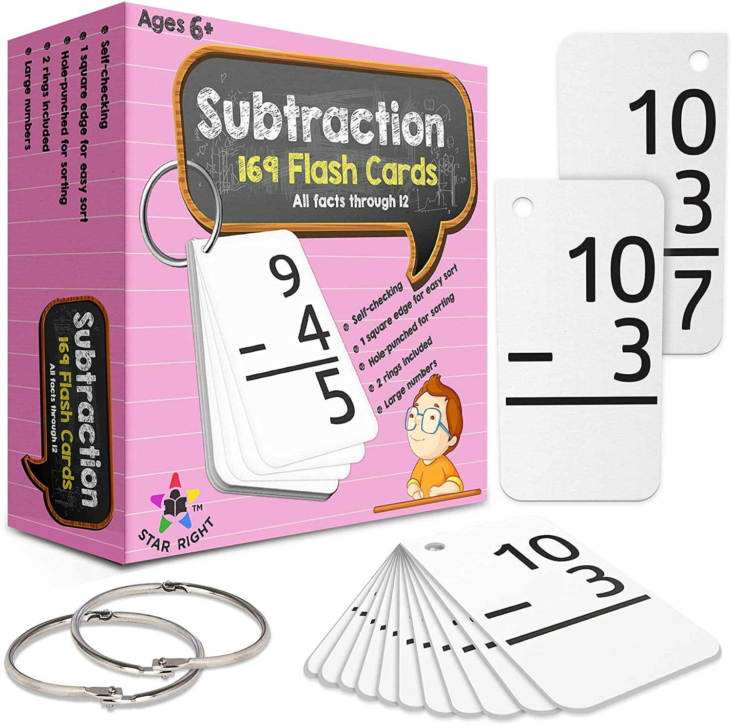 Star Right Subtraction Flash Cards, 0-12 Math Facts, Large Numbers ...