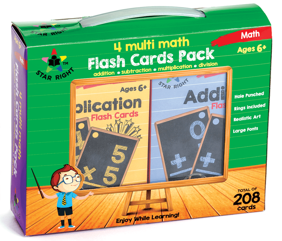 Star Right Multi Math Flash Cards, Set of 4 - Multiplication, Addition ...