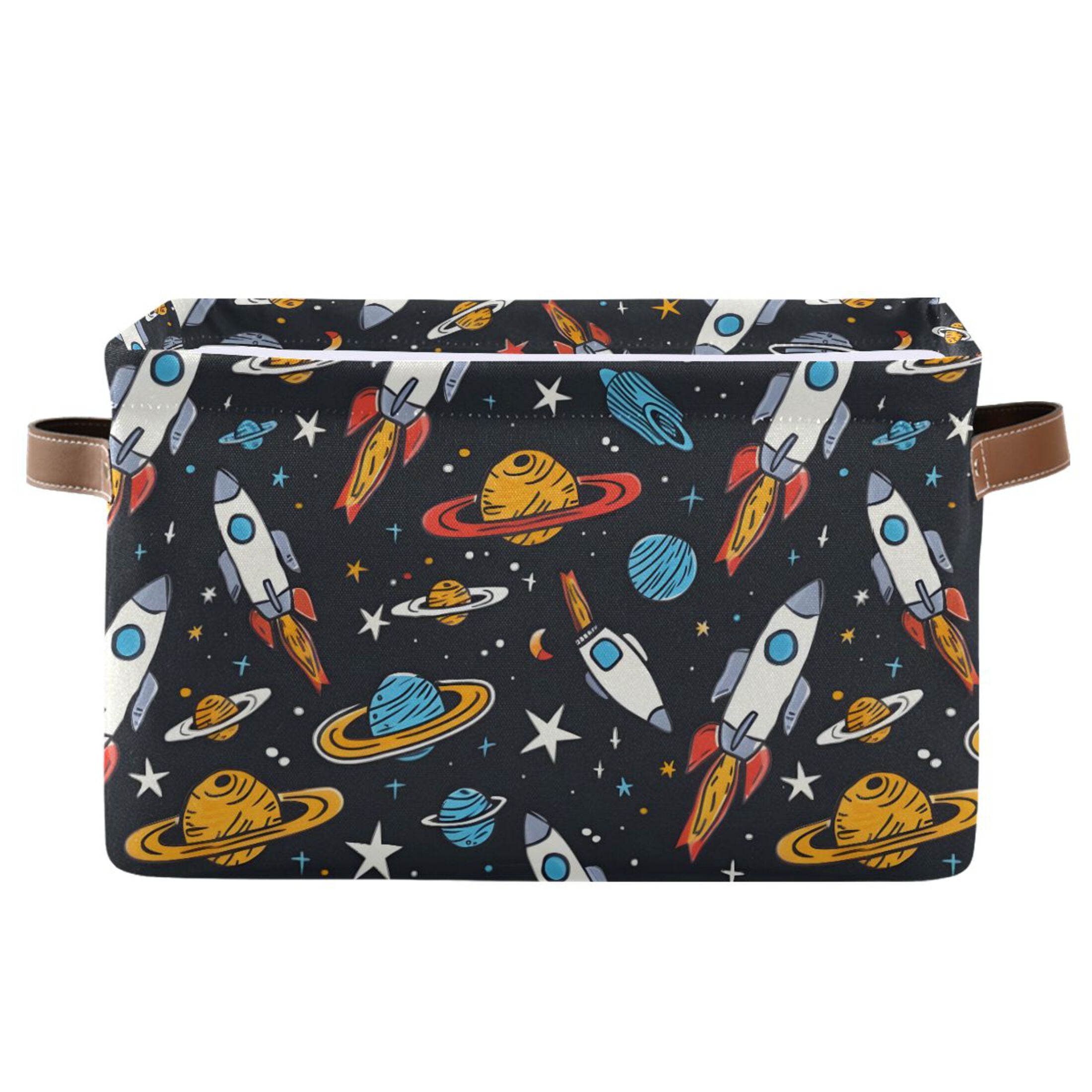 Star Rocket Planet Storage Bins with Handle Fabric Organizer Basket ...