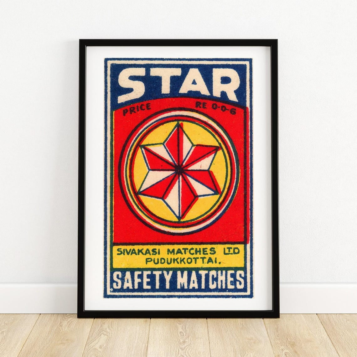 Star Safety Matches Art Print Vintage Sivakasi Label Decor Colorful ...