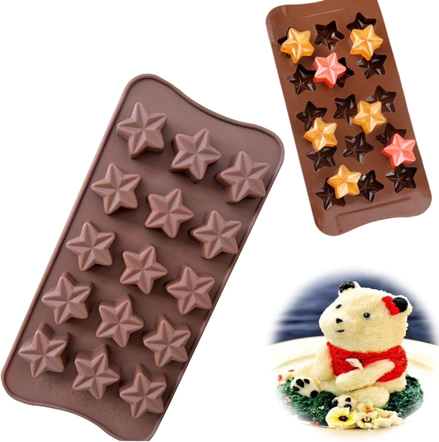 Star Shape Chocolate Silicone Molds,15-Cavity Home Chocolate Made Molds ...
